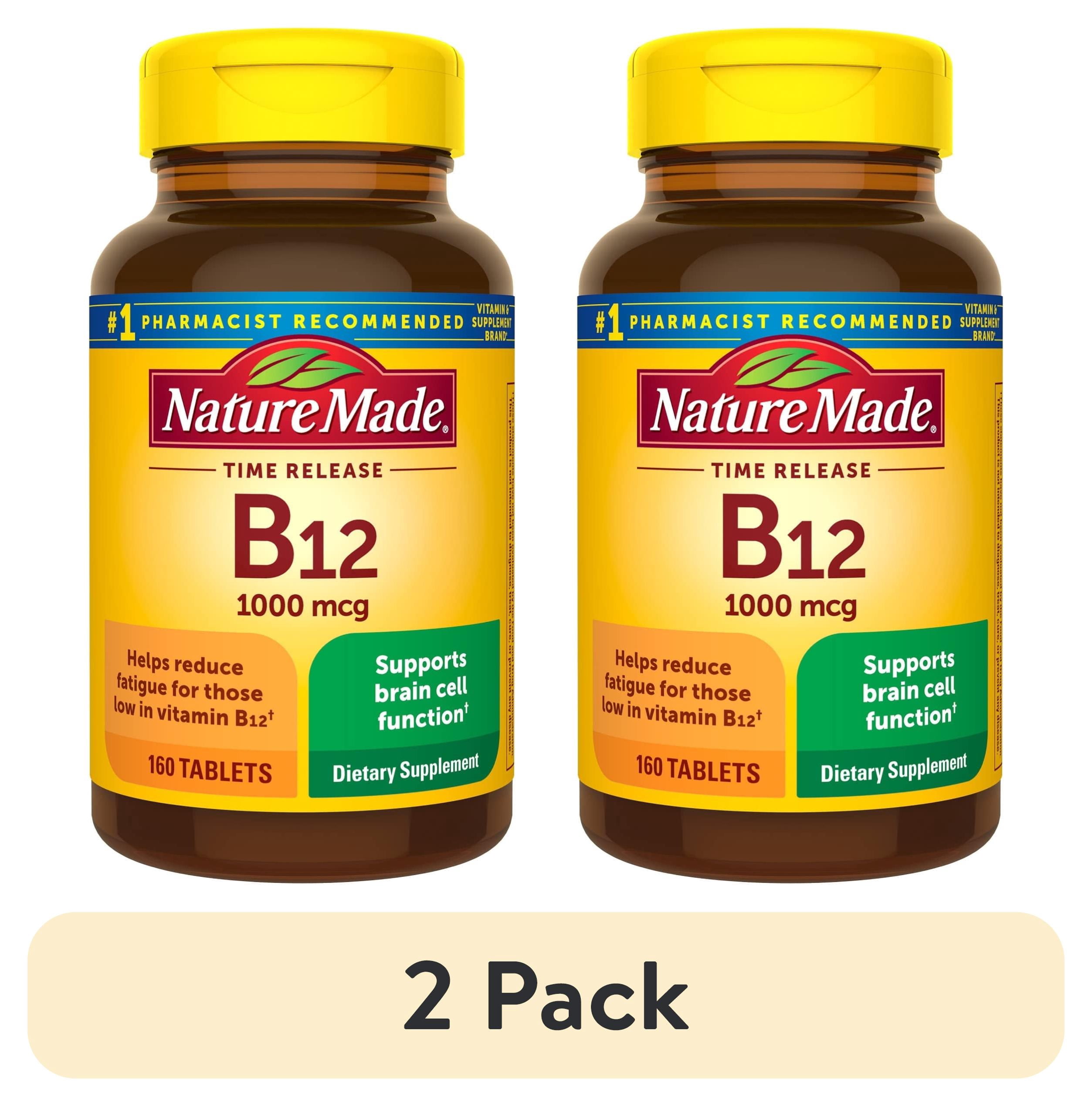 (2 pack) Nature Made Vitamin B12 1000 mcg, Dietary Supplement For ...