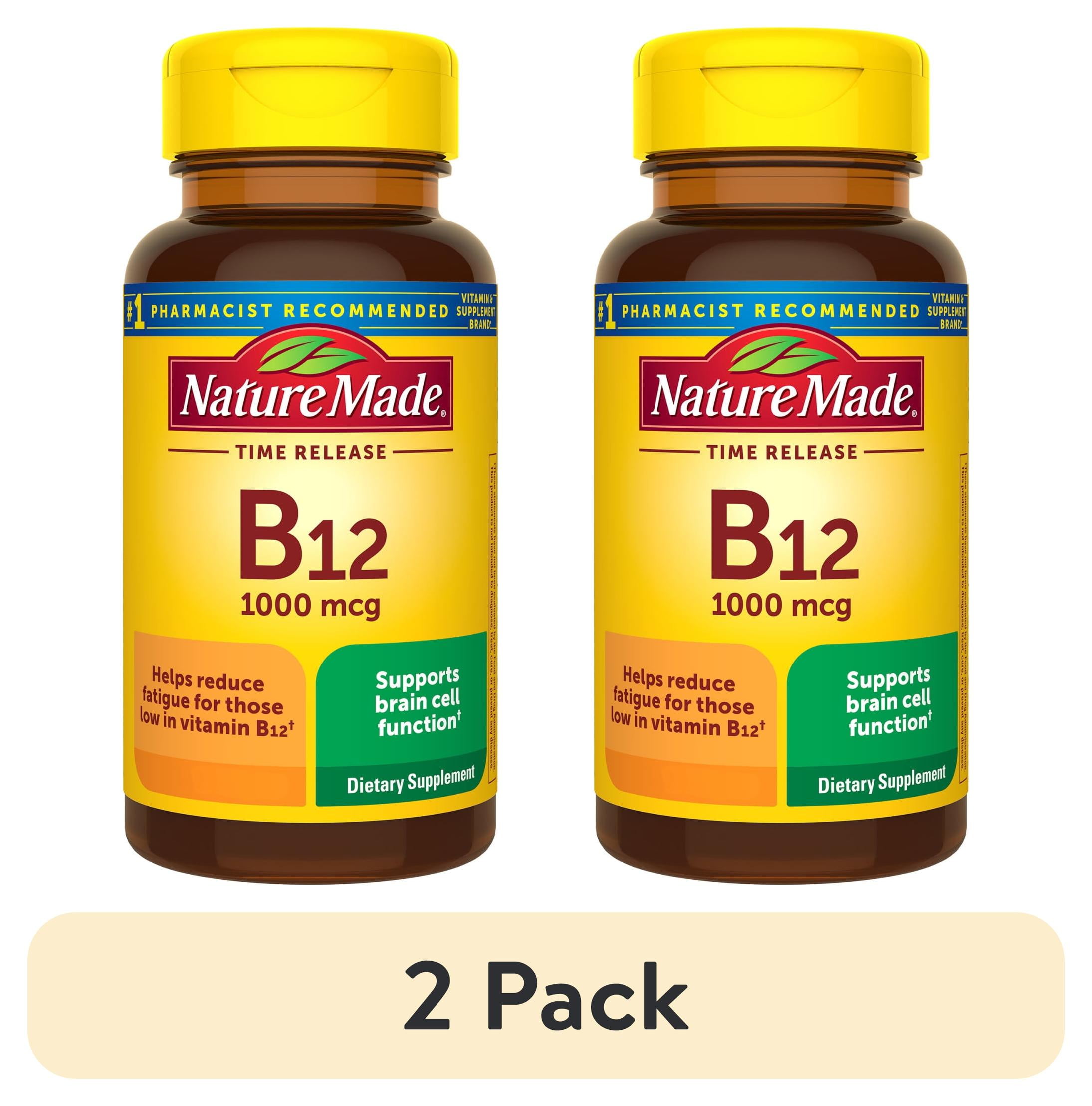 (2 pack) Nature Made Vitamin B12 1000 mcg Time Release Tablets, Dietary ...