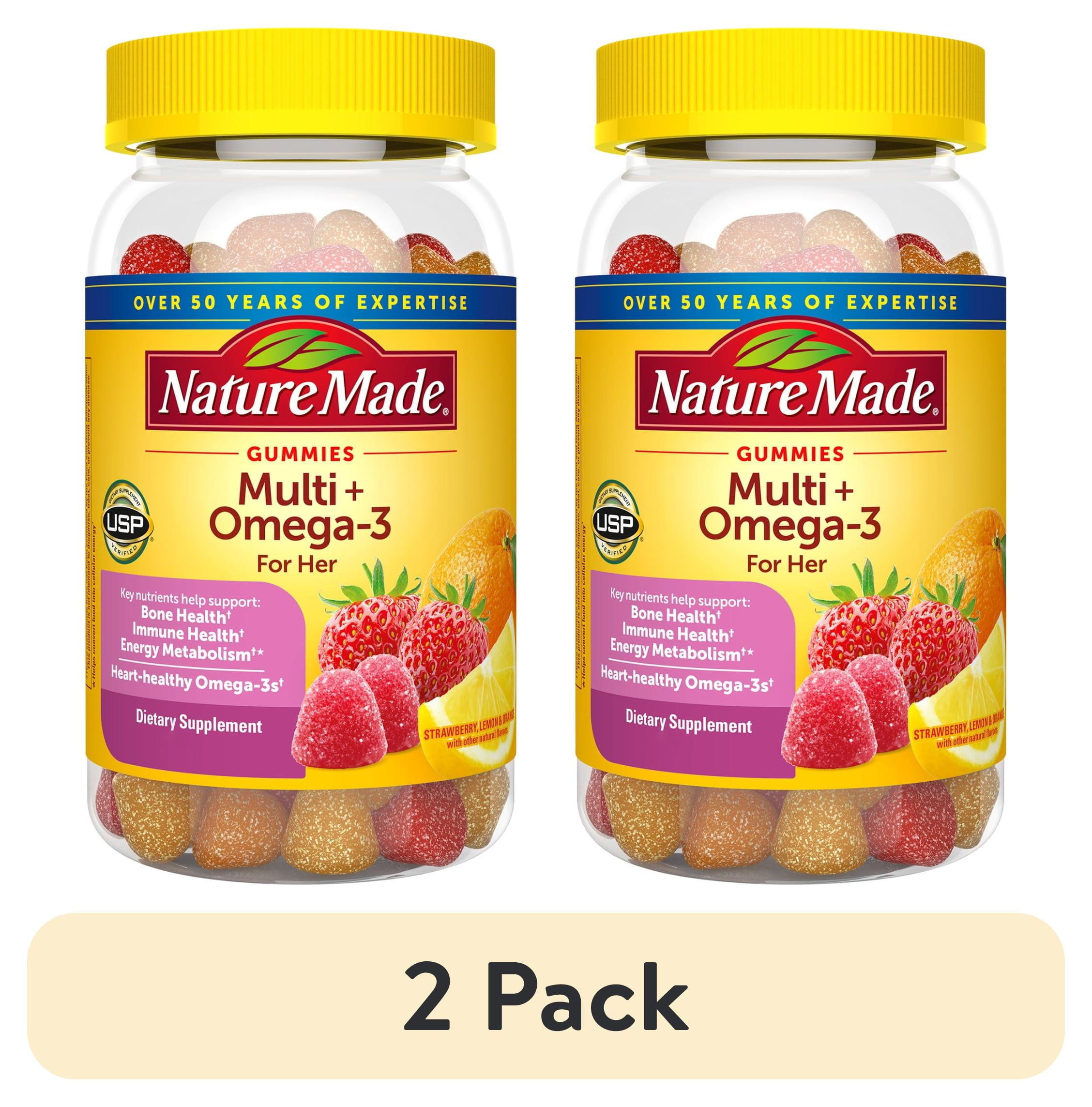 (2 pack) Nature Made Womens Multivitamin + Omega-3 Gummies for Daily ...