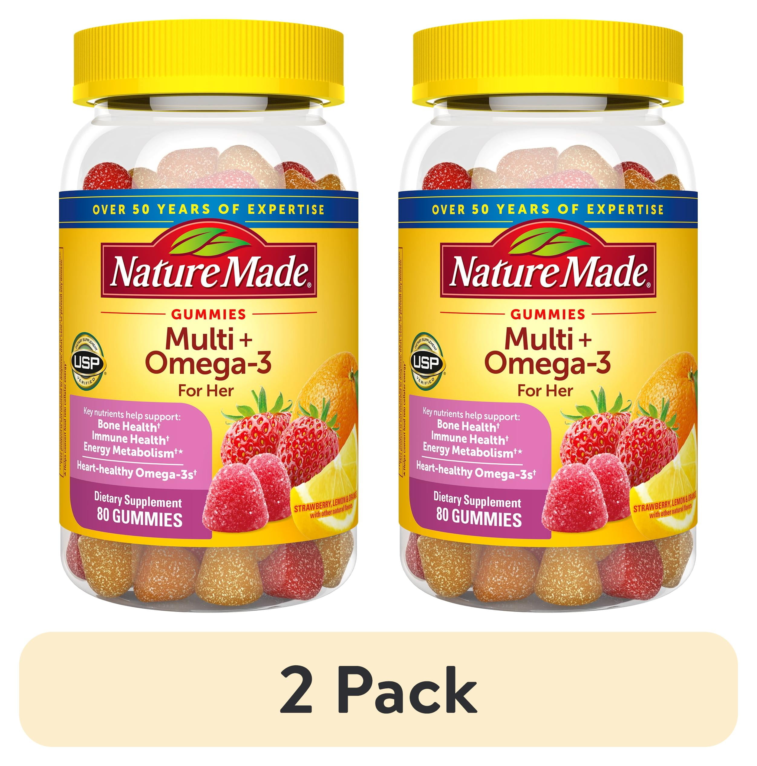 (2 pack) Nature Made Womens Multivitamin + Omega-3 Gummies for Daily ...