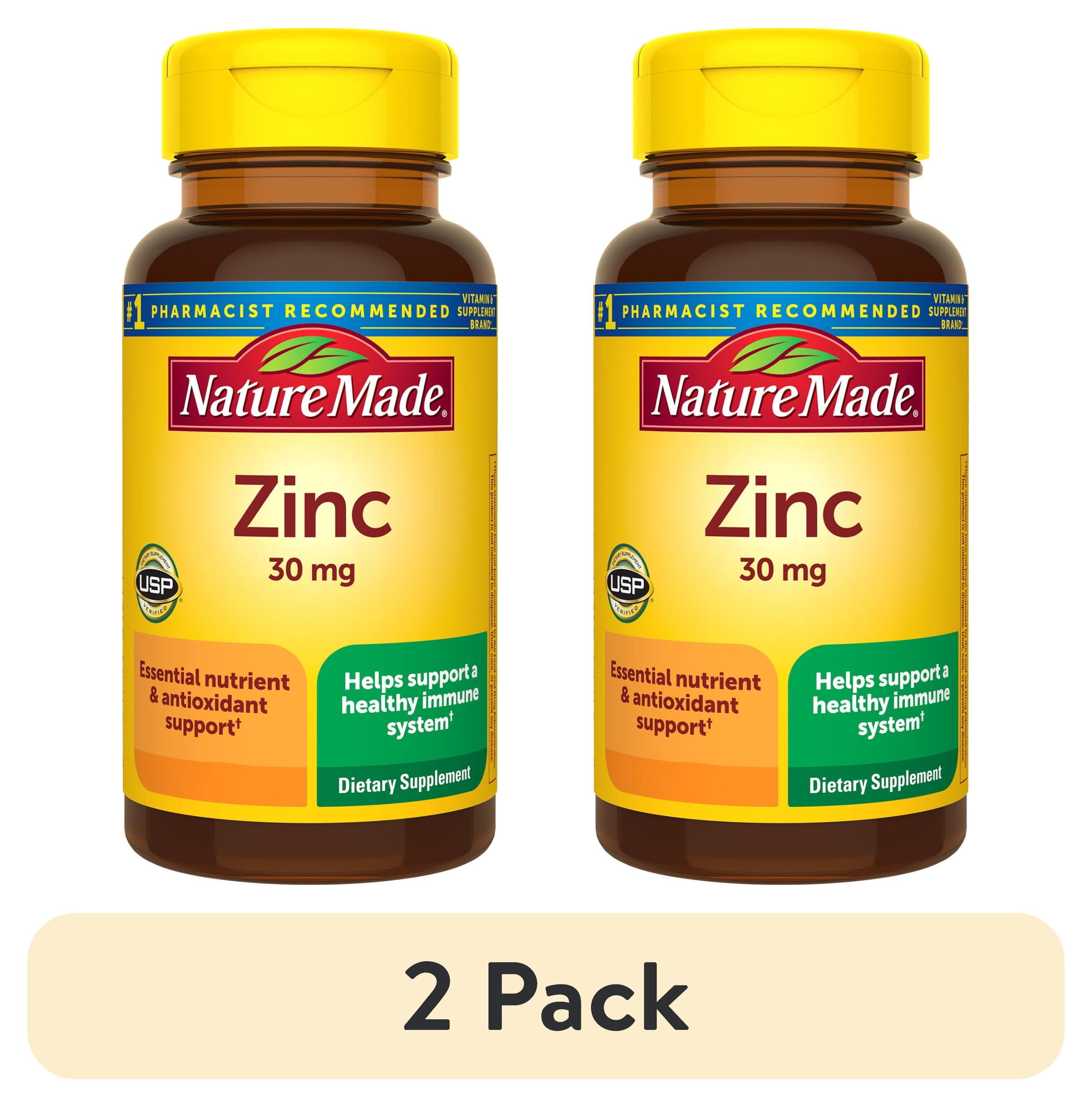 (2 pack) Nature Made Zinc 30 mg Tablets, Dietary Supplement for Immune ...