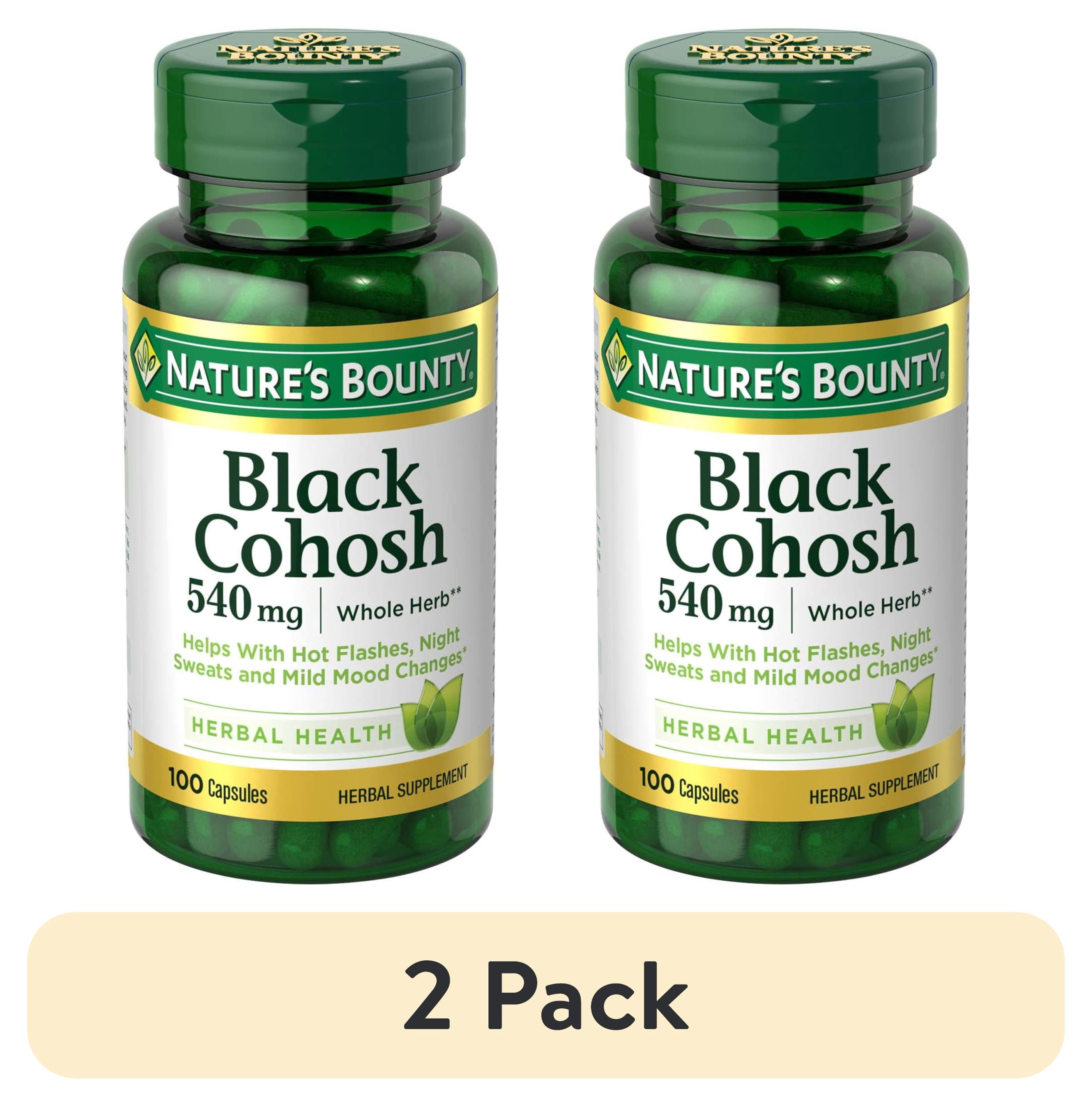 (2 pack) Nature's Bounty Black Cohosh Capsules, Mood, Hot Flash, and ...