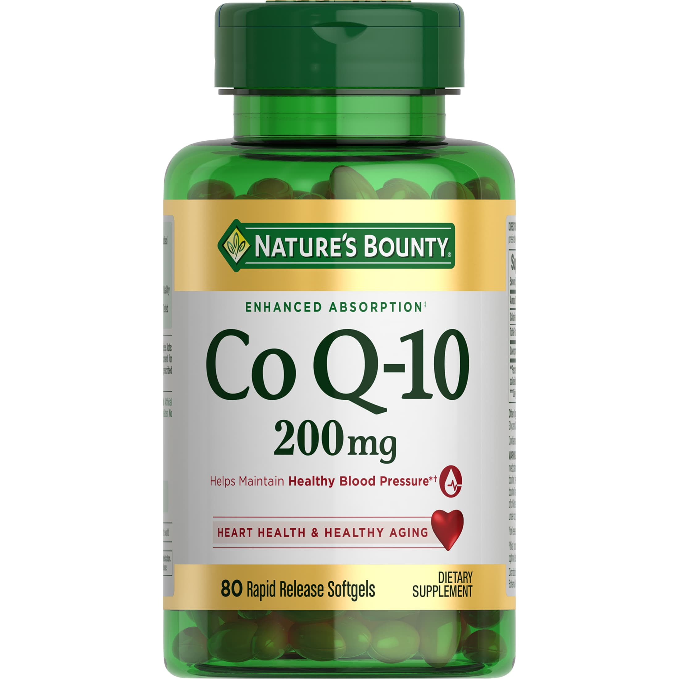 (2 pack) Nature's Bounty CoQ10 200 mg Rapid Release Softgels, Heart ...