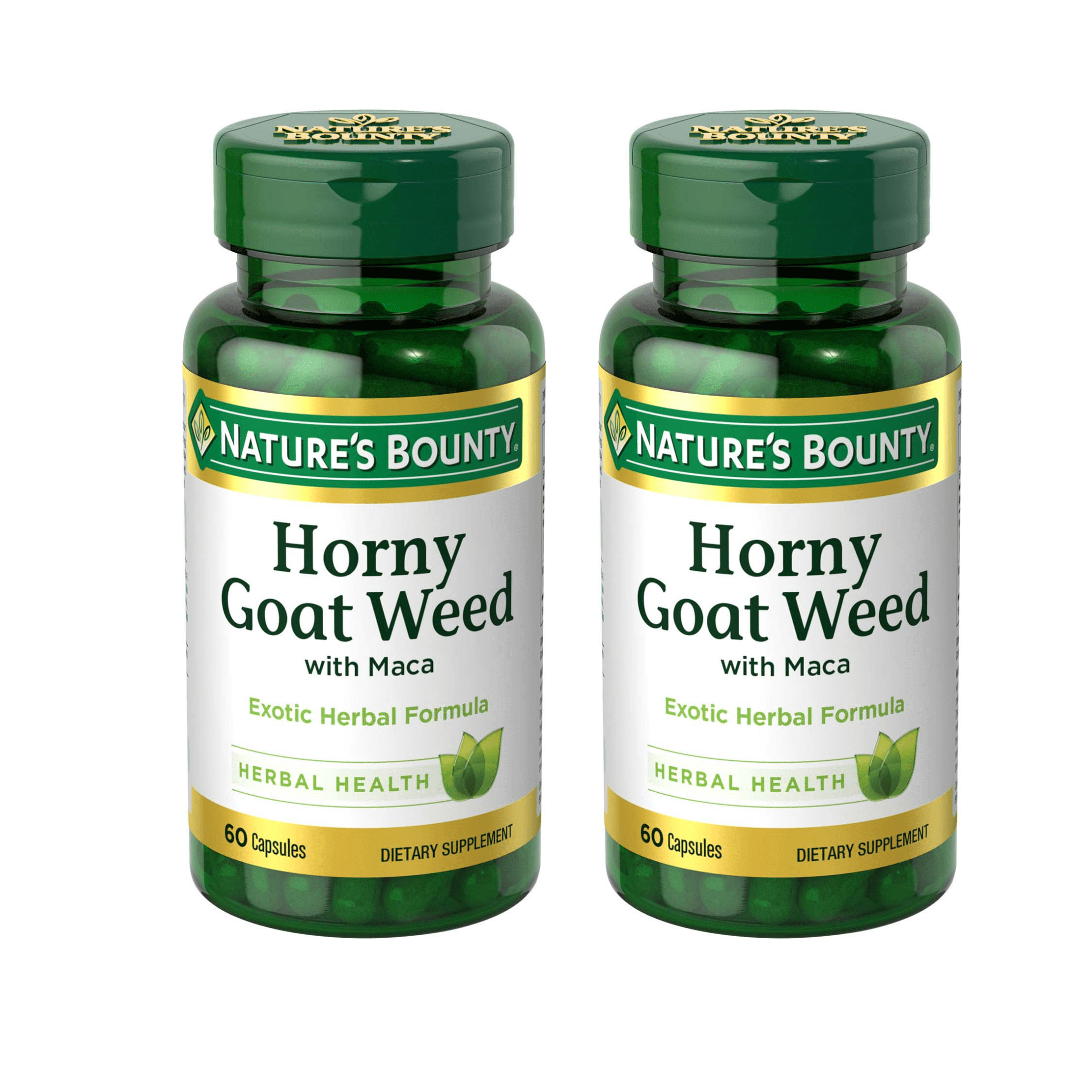 (2 pack) Nature's Bounty Horny Goat Weed, Maca Caps, Supports Men's ...