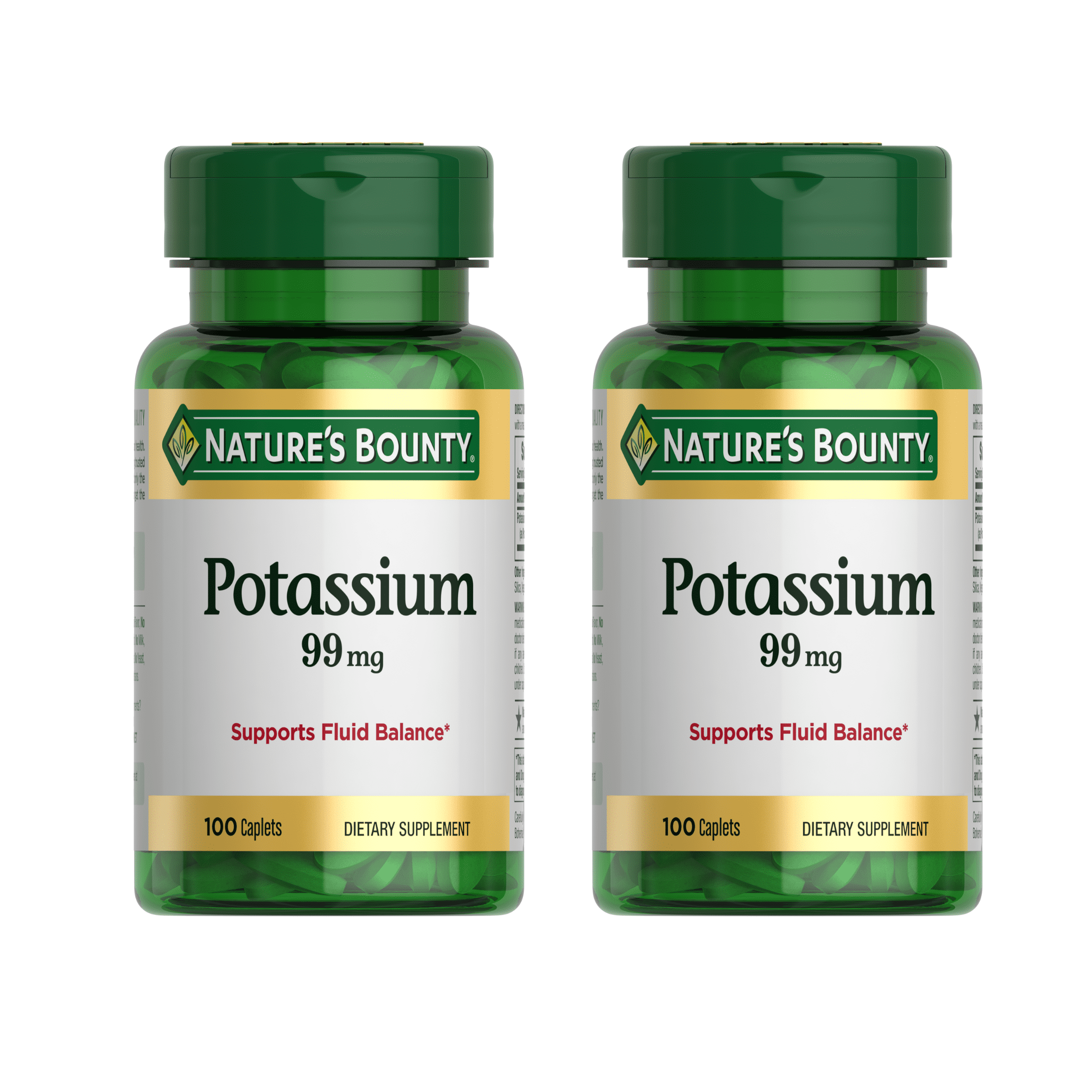 (2 pack) Nature's Bounty® Potassium Gluconate 99mg, 100 Caplets ...