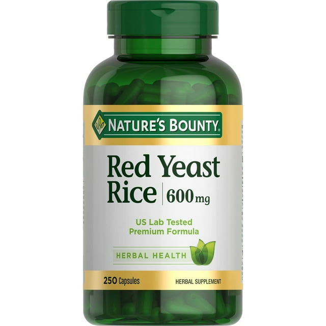 (2 pack) Nature’s Bounty Red Yeast Rice 600 mg Capsules, Herbal Health ...