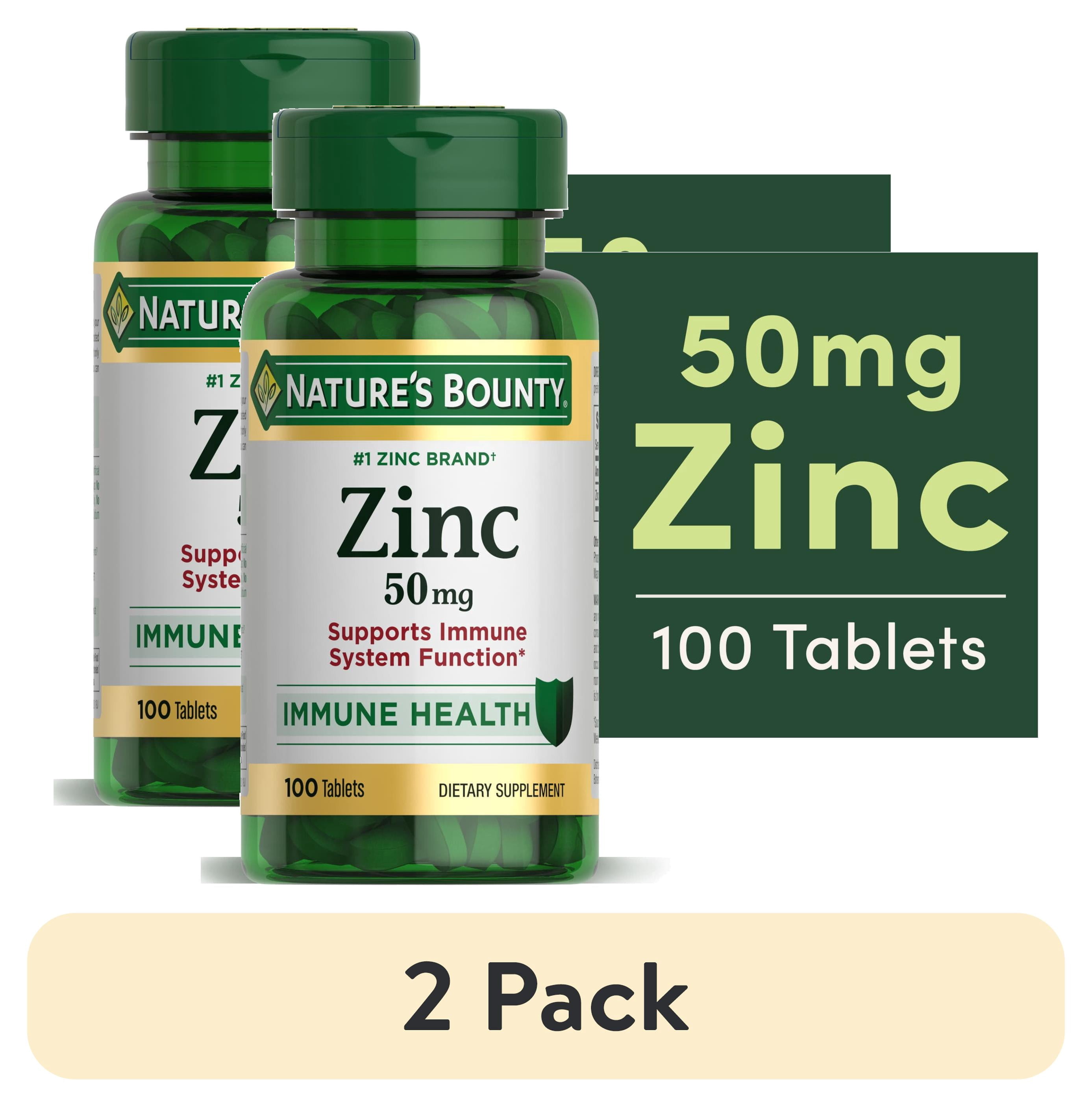 (2 pack) Nature's Bounty Zinc 50 mg Caplets, Immune Support Skin Health ...
