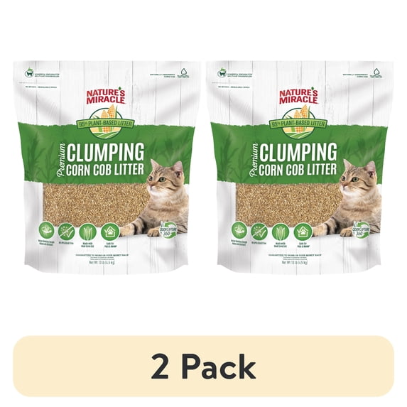 (2 pack) Nature’s Miracle Premium Clumping Corn Cob Cat Litter with Bio ...