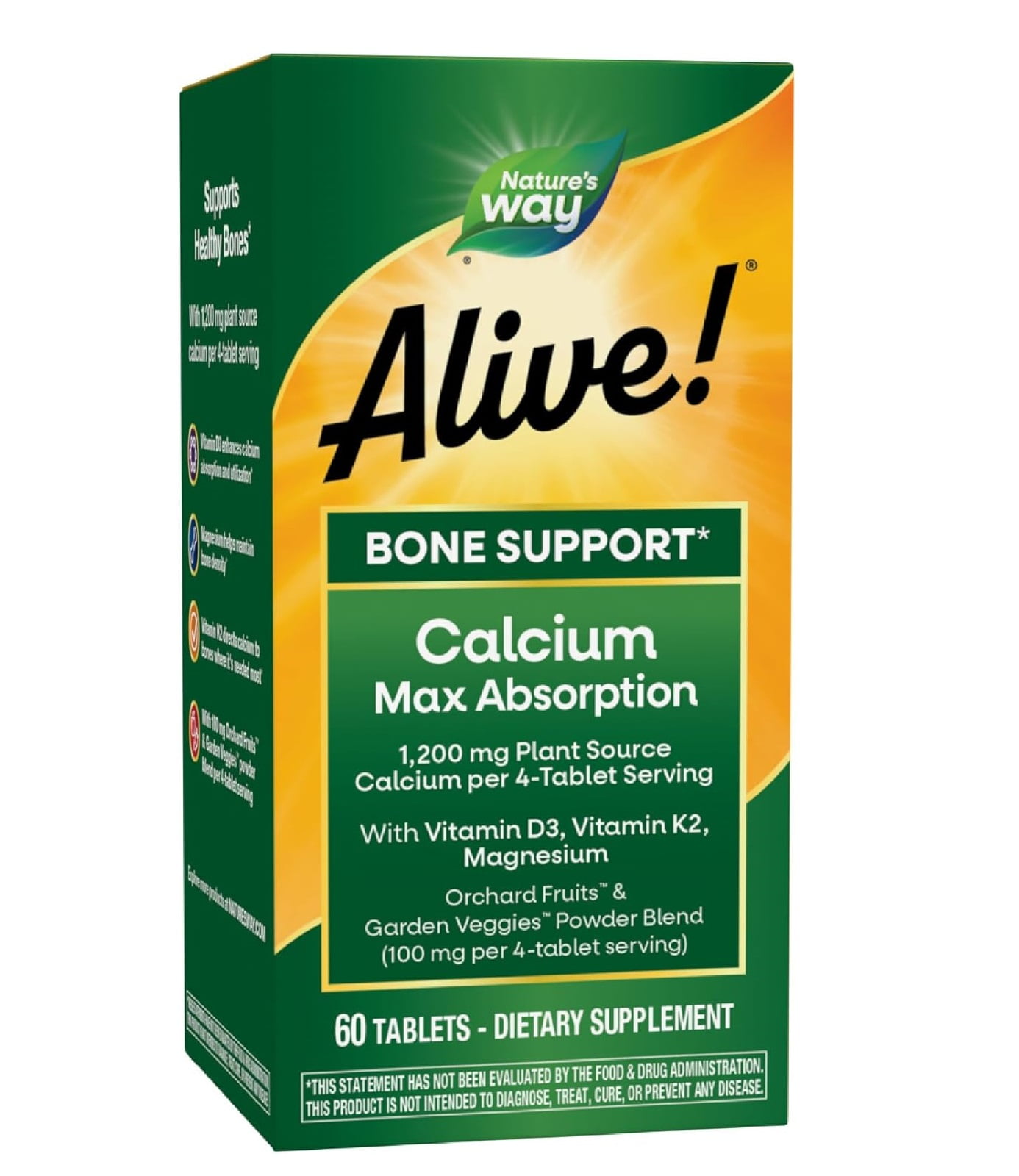 (2 pack) Nature’s Way Alive! Calcium Bone Support*, Max Absorption ...