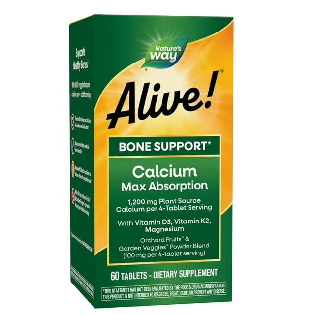 (2 pack) Nature’s Way Alive! Calcium Bone Support*, Max Absorption ...