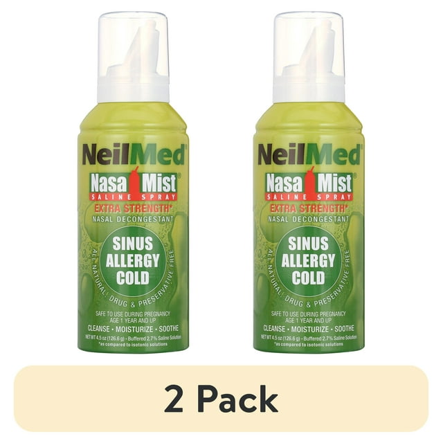 (2 pack) Neilmed NasaMist Hypertonic Saline Nasal Spray, Extra Strength ...