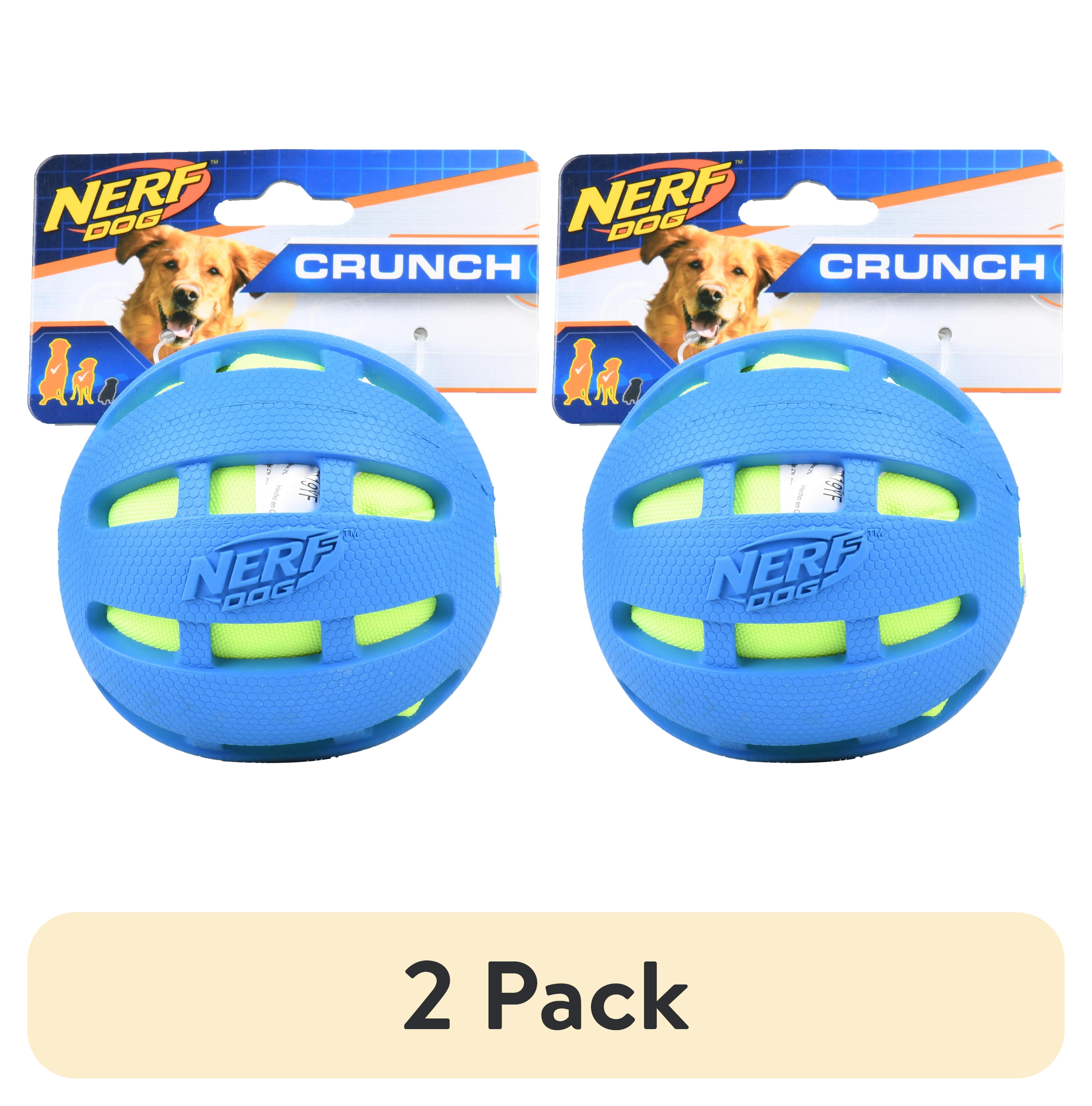 (2 pack) Nerf Dog Checkered Crunch Ball Toy for Pets - Blue & Green, 3. ...
