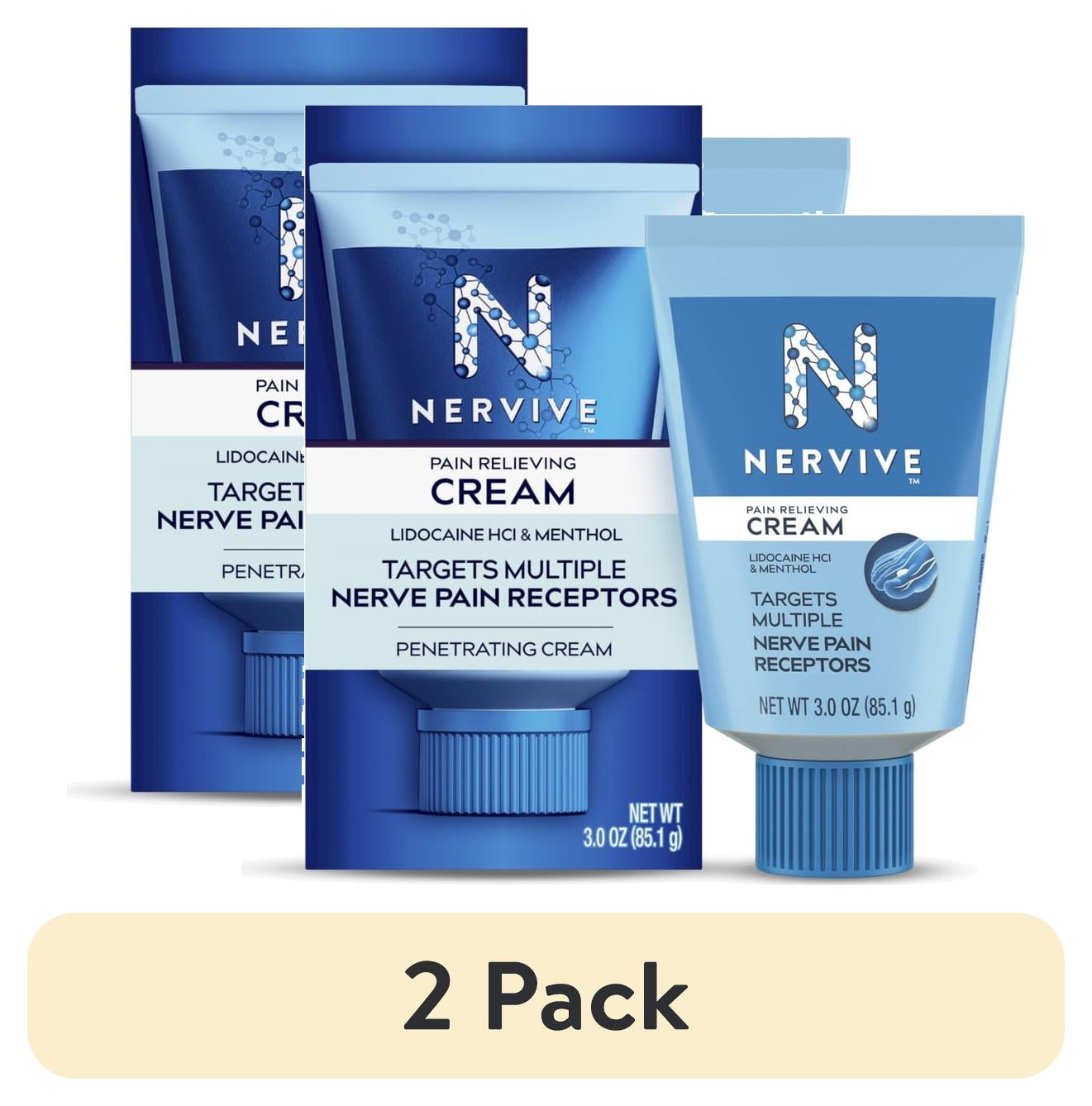 (2 pack) Nervive Topical Pain Relief Cream, Numbing Lidocaine for Nerve ...