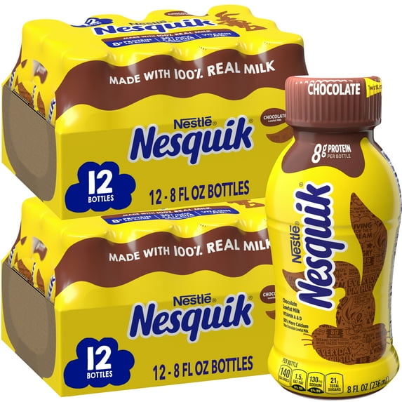 (2 pack) Nesquik Chocolate Milk, Ready to Drink, Low-fat Milk, 12 Bulk ...