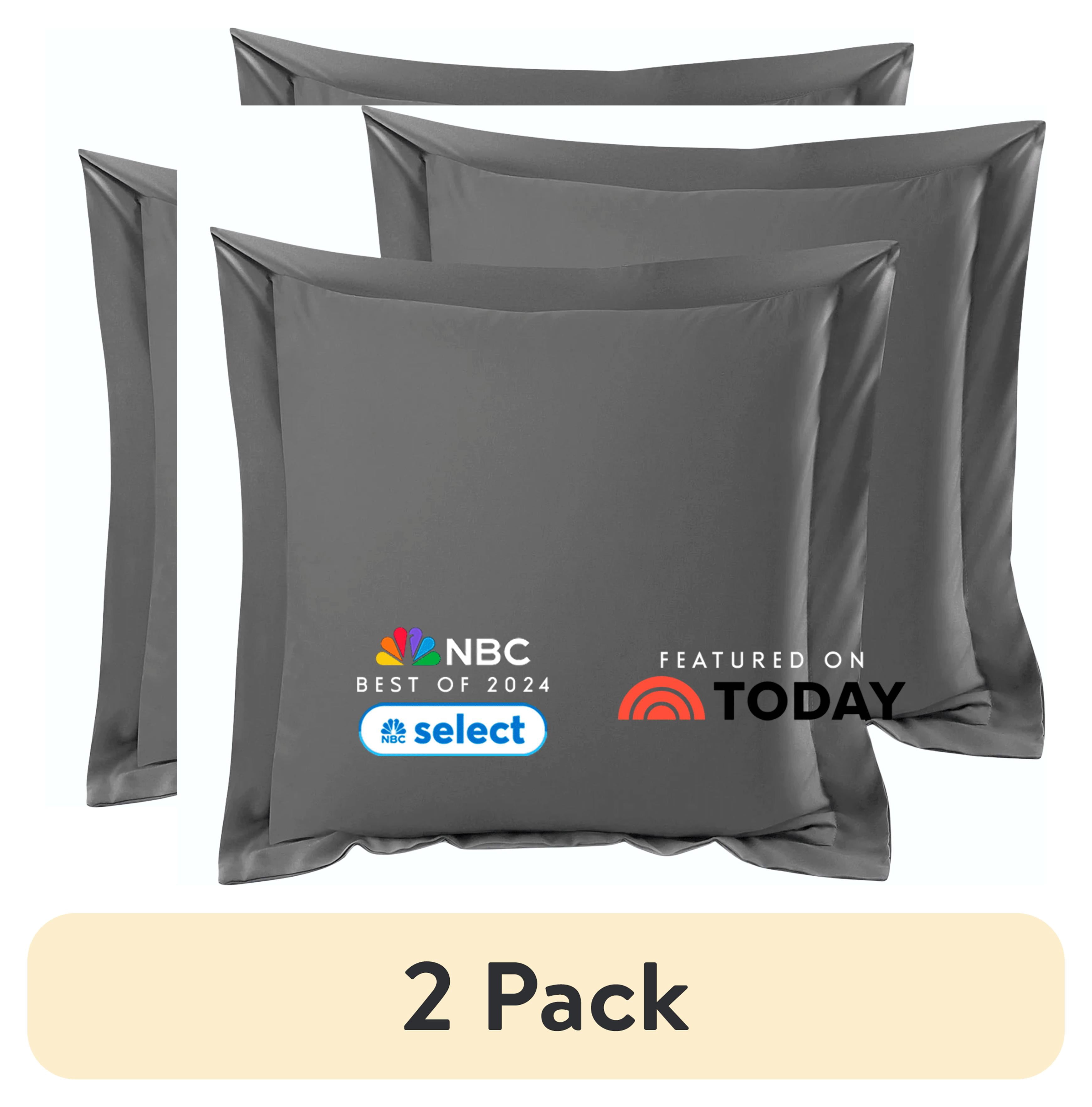 (2 pack) Nestl Gray Pillow Shams Set of 2, Premium 1800 Series Double ...