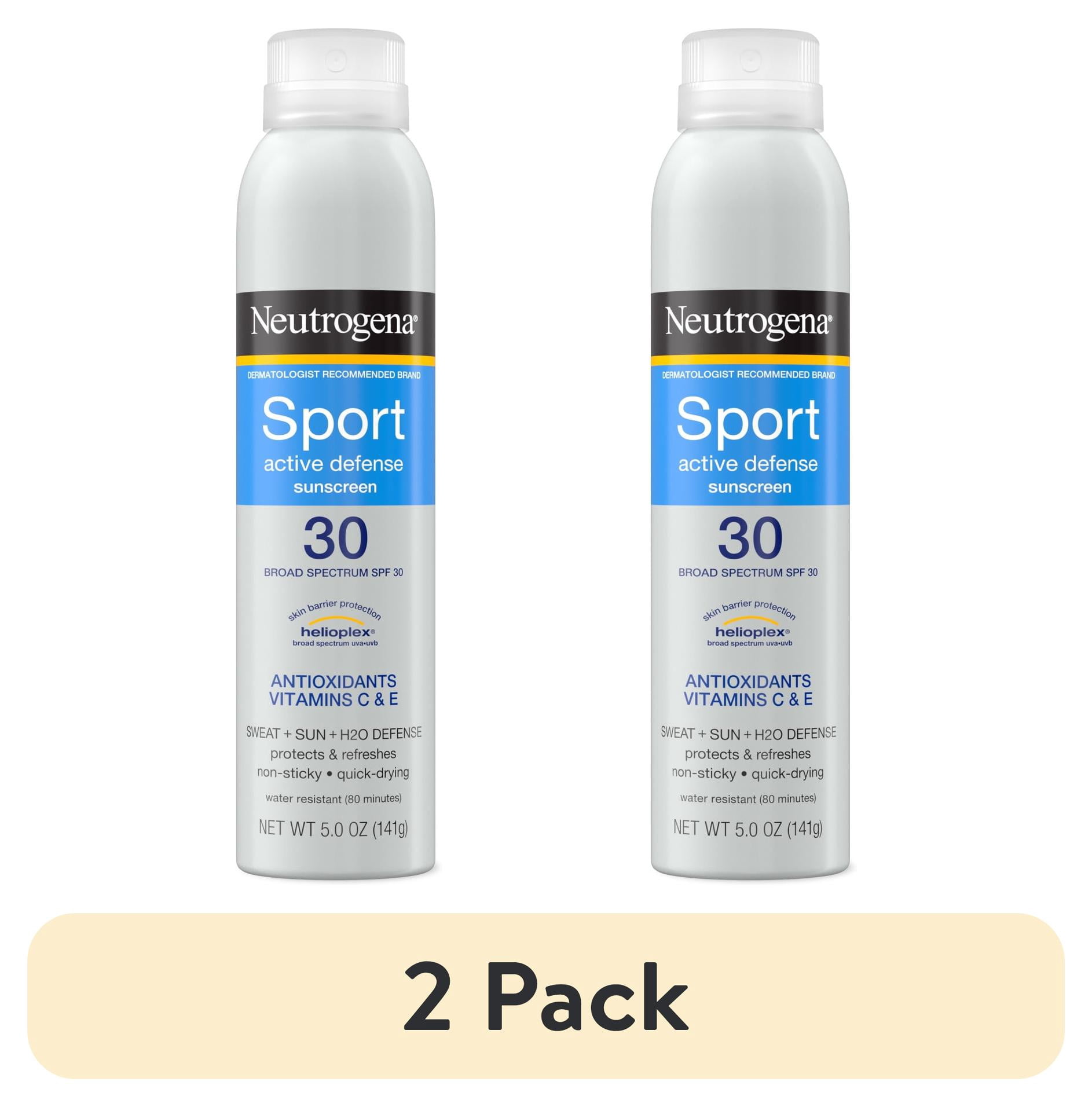 (2 pack) Neutrogena Sport Active Defense SPF 30 Sunscreen Spray, 5.0 oz ...