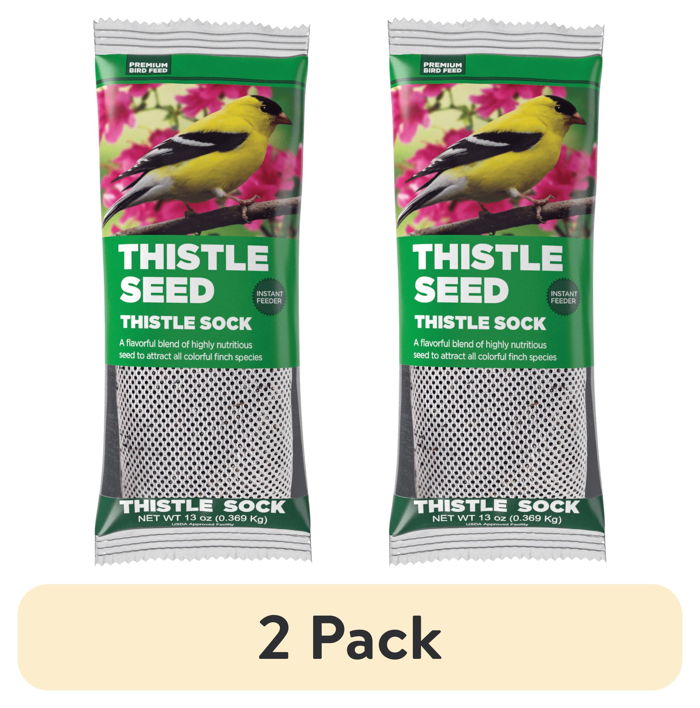 (2 pack) New Fine Nylon Feeder Sock with Natural Fresh Thistle Seeds ...