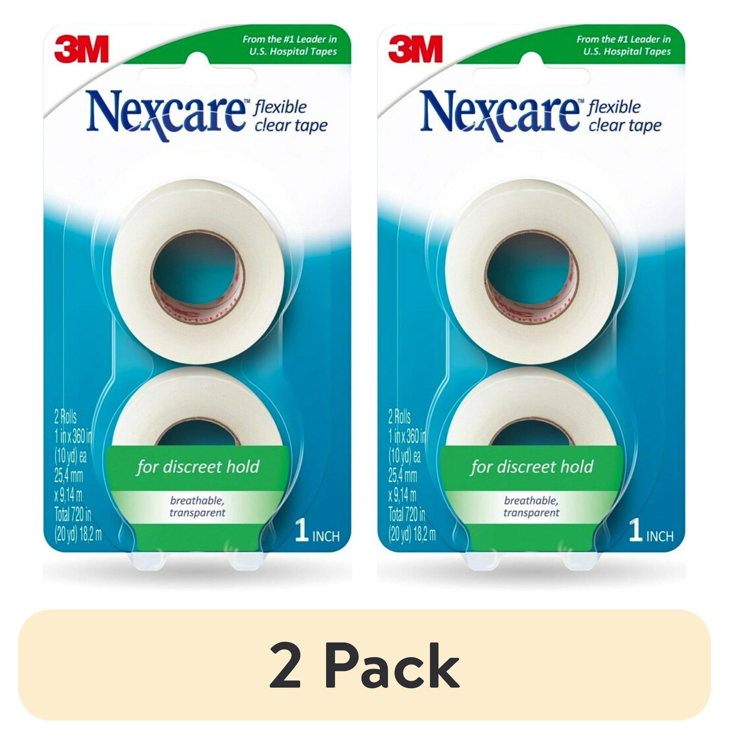 (2 pack) Nexcare Flexible Clear First Aid Tape, Hospital Grade, 2/Rolls ...