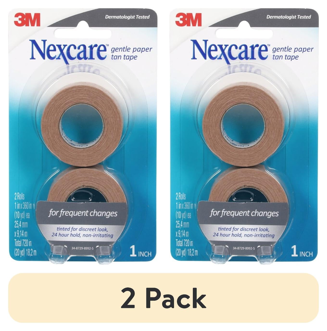 (2 pack) Nexcare Gentle Paper First Aid Tape, Tan, 1 in x 10 yds, 2 ...