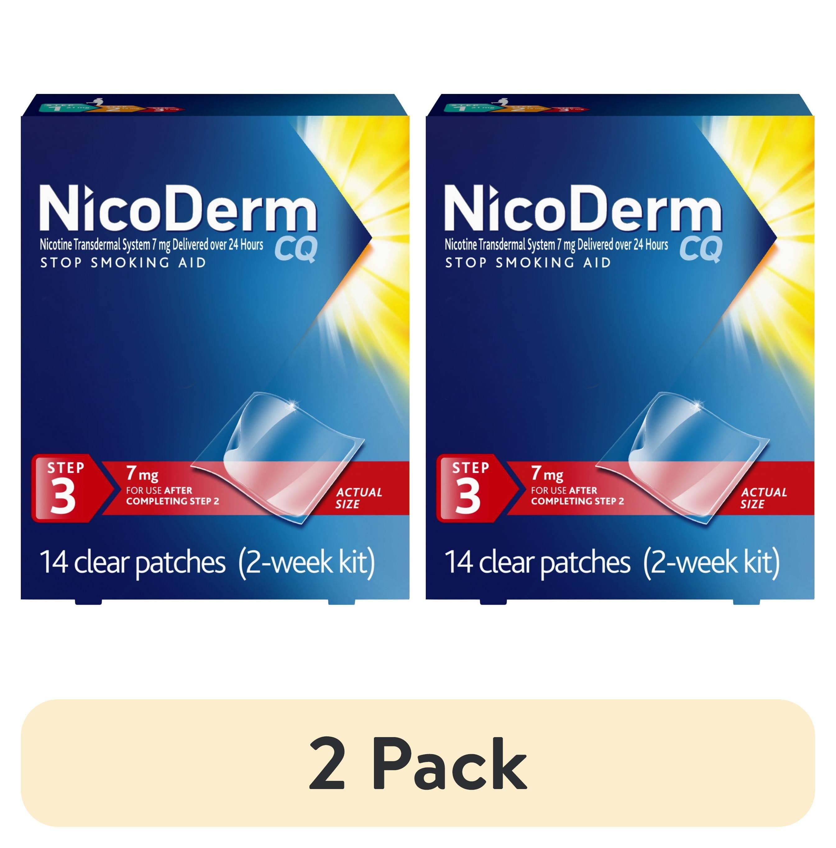 (2 pack) Nicoderm CQ Nicotine Patches to Help Stop Smoking, 7Mg, Step 3 ...