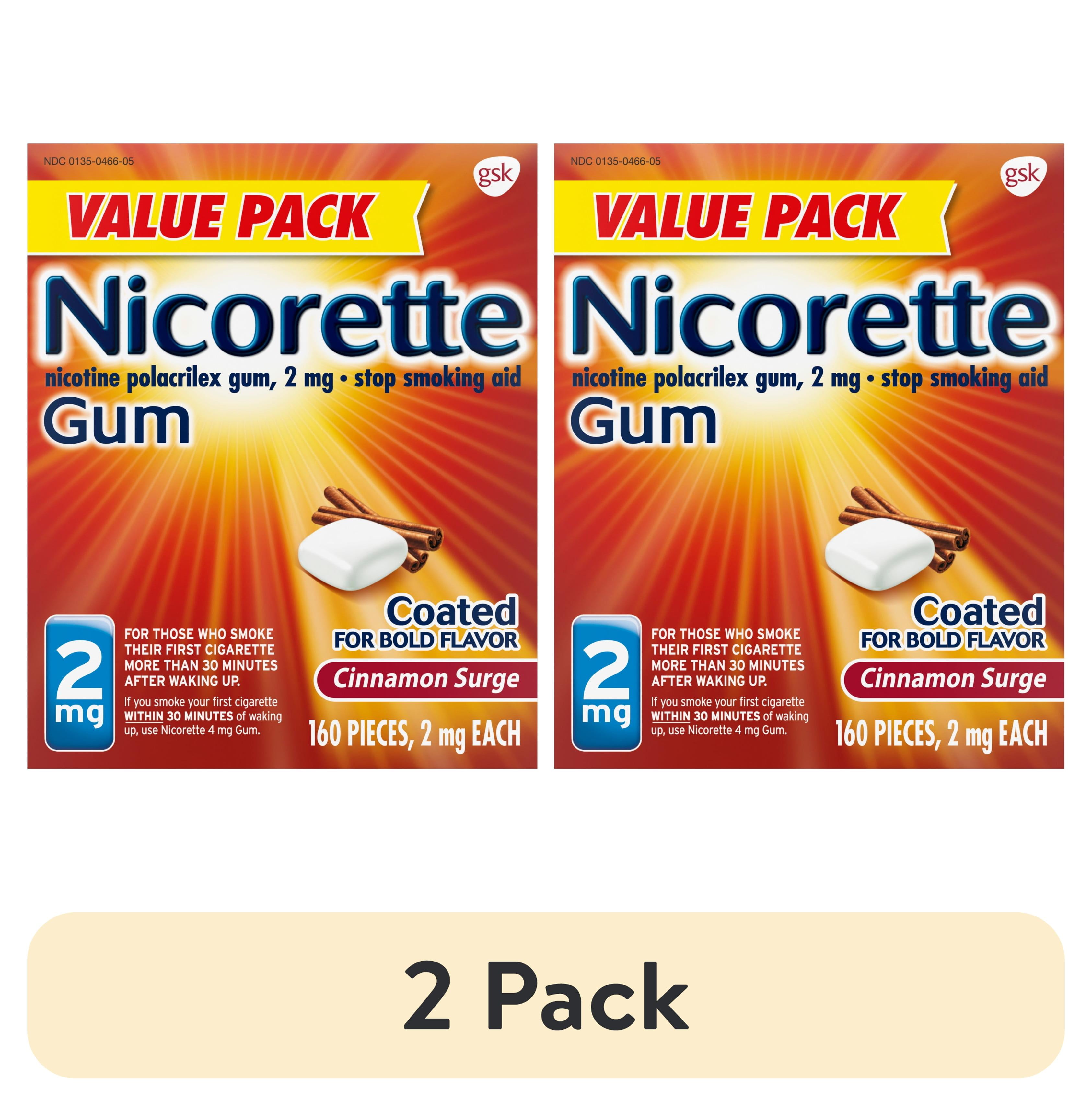(2 pack) Nicorette Nicotine Gum, Stop Smoking Aids, 2 Mg, Cinnamon ...