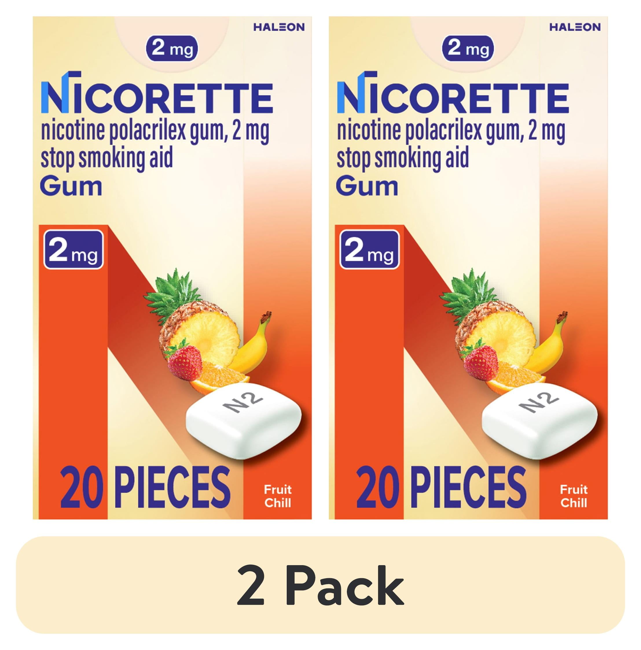 (2 pack) Nicorette Nicotine Gum, Stop Smoking Aids, 2 mg, Fruit Chill ...