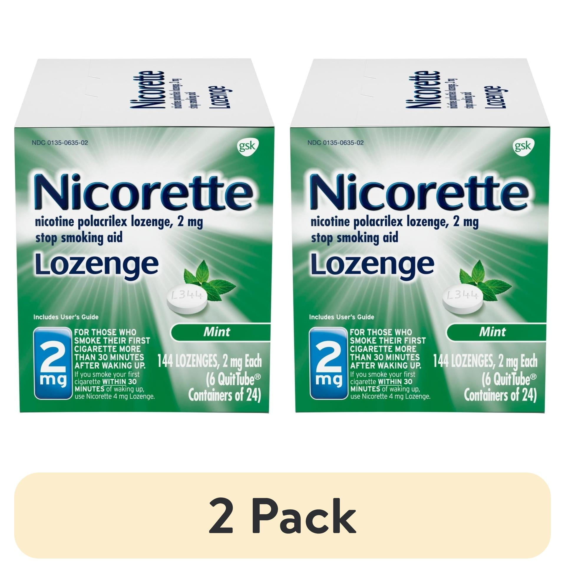 (2 pack) Nicorette Nicotine Lozenges, Stop Smoking Aids, 2 mg, Mint ...
