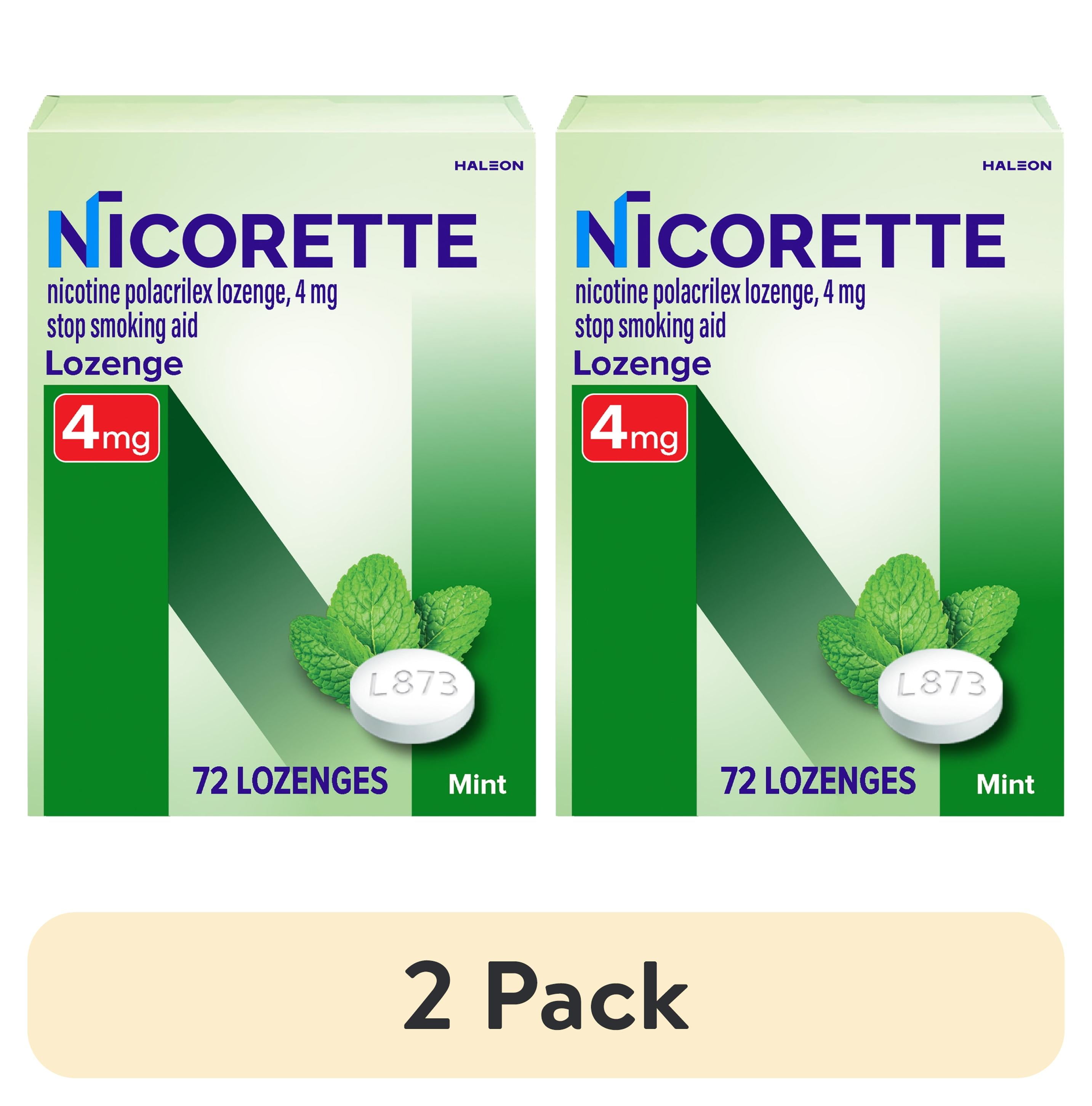 (2 pack) Nicorette Nicotine Lozenges, Stop Smoking Aids, 4 Mg, Mint, 72 ...
