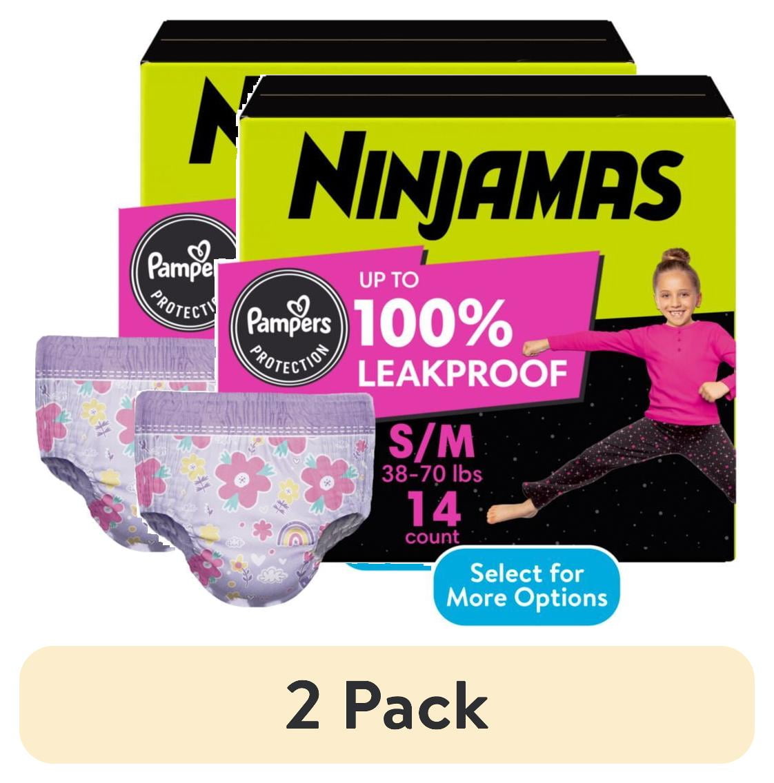 (2 pack) Ninjamas Girls Bedwetting Nighttime Underwear. Size S/M (37-90 ...