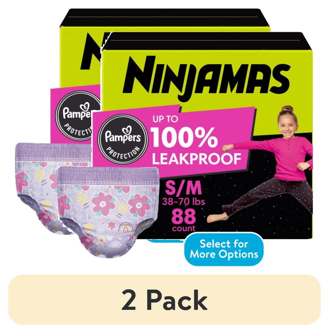 (2 pack) Ninjamas Girls Bedwetting Nighttime Underwear, Size sm (39-70 ...