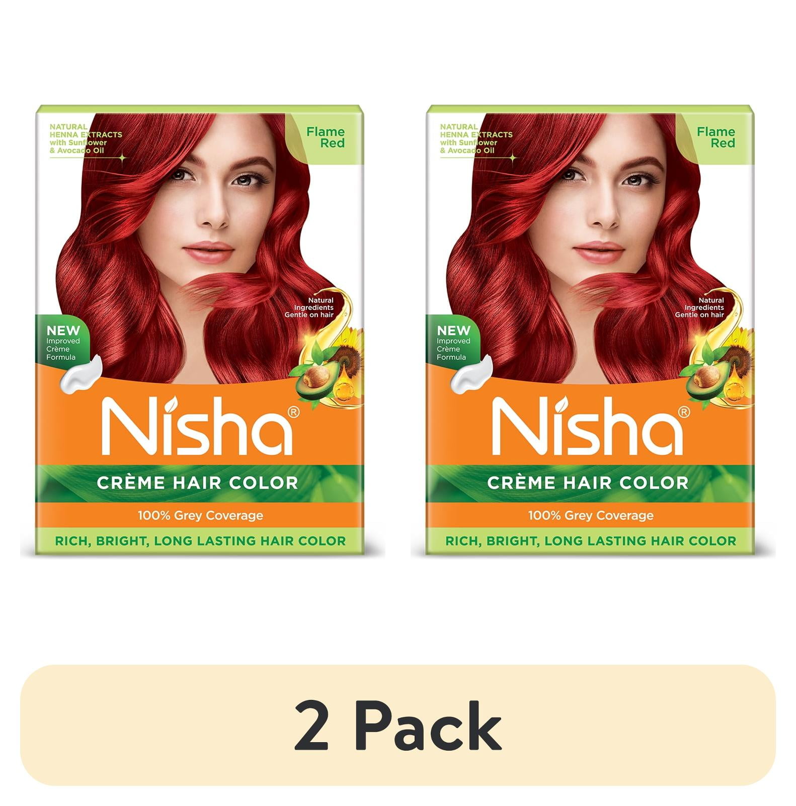 (2 pack) Nisha Crème Hair Color, Permanent Red Hair Dye Color, 100% ...
