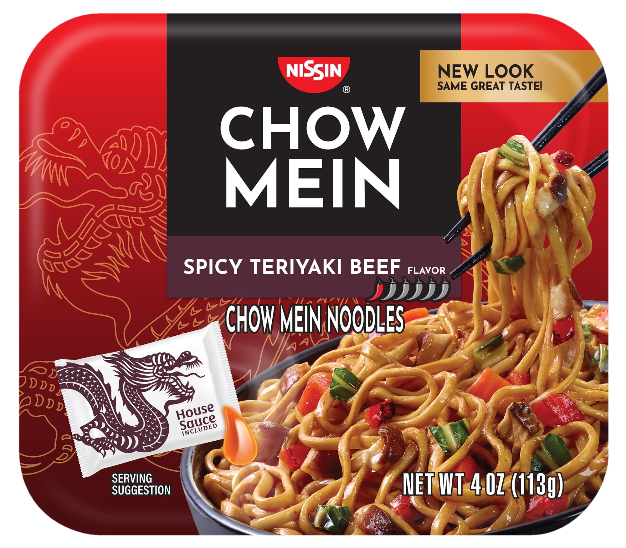 (2 pack) Nissin Foods Chow Mein Instant Noodles, Spicy Teriyaki Beef ...