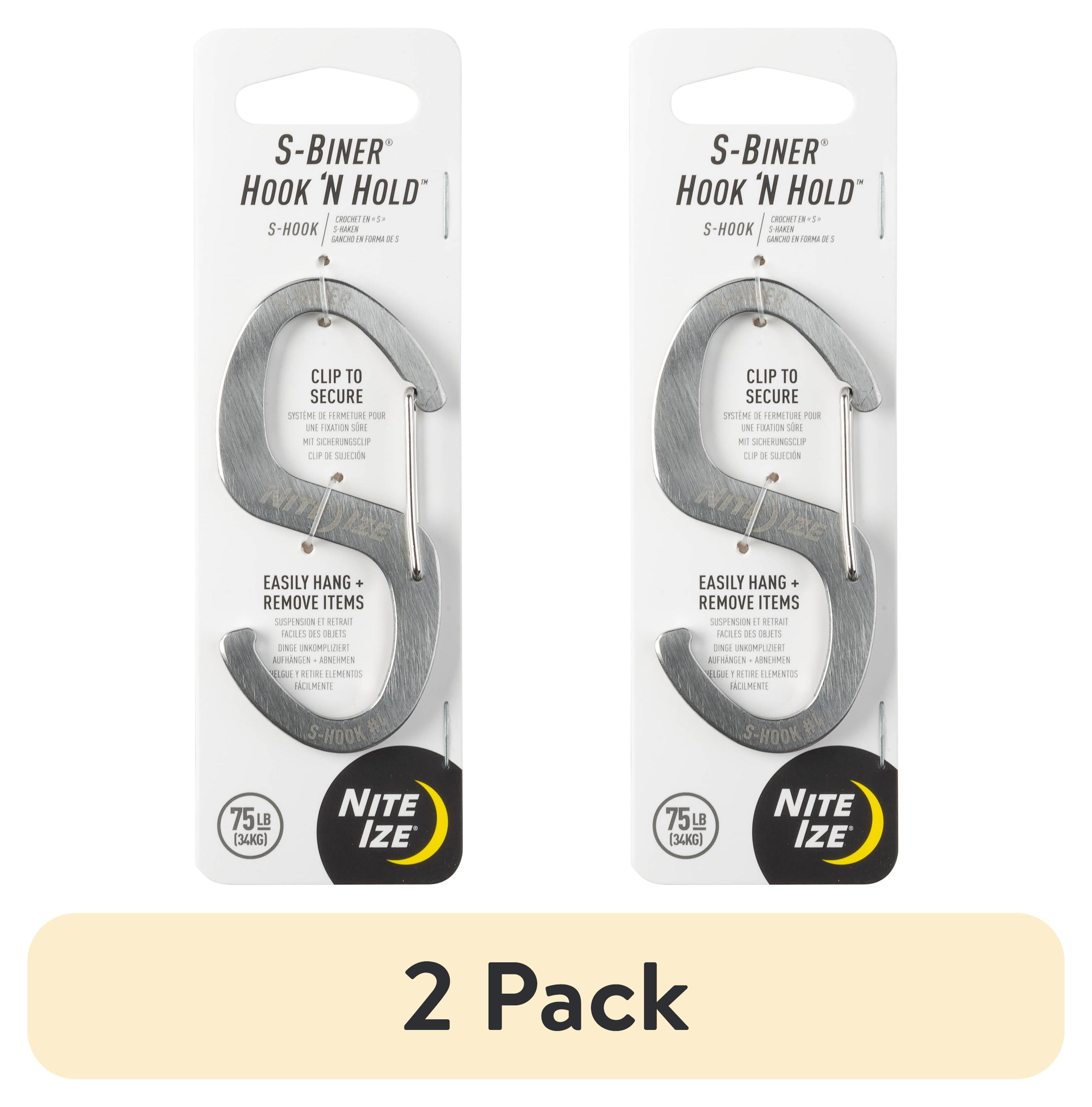 (2 pack) Nite Ize S-Biner® Hook 'N Hold™ S-Hook - Large Single Pack ...