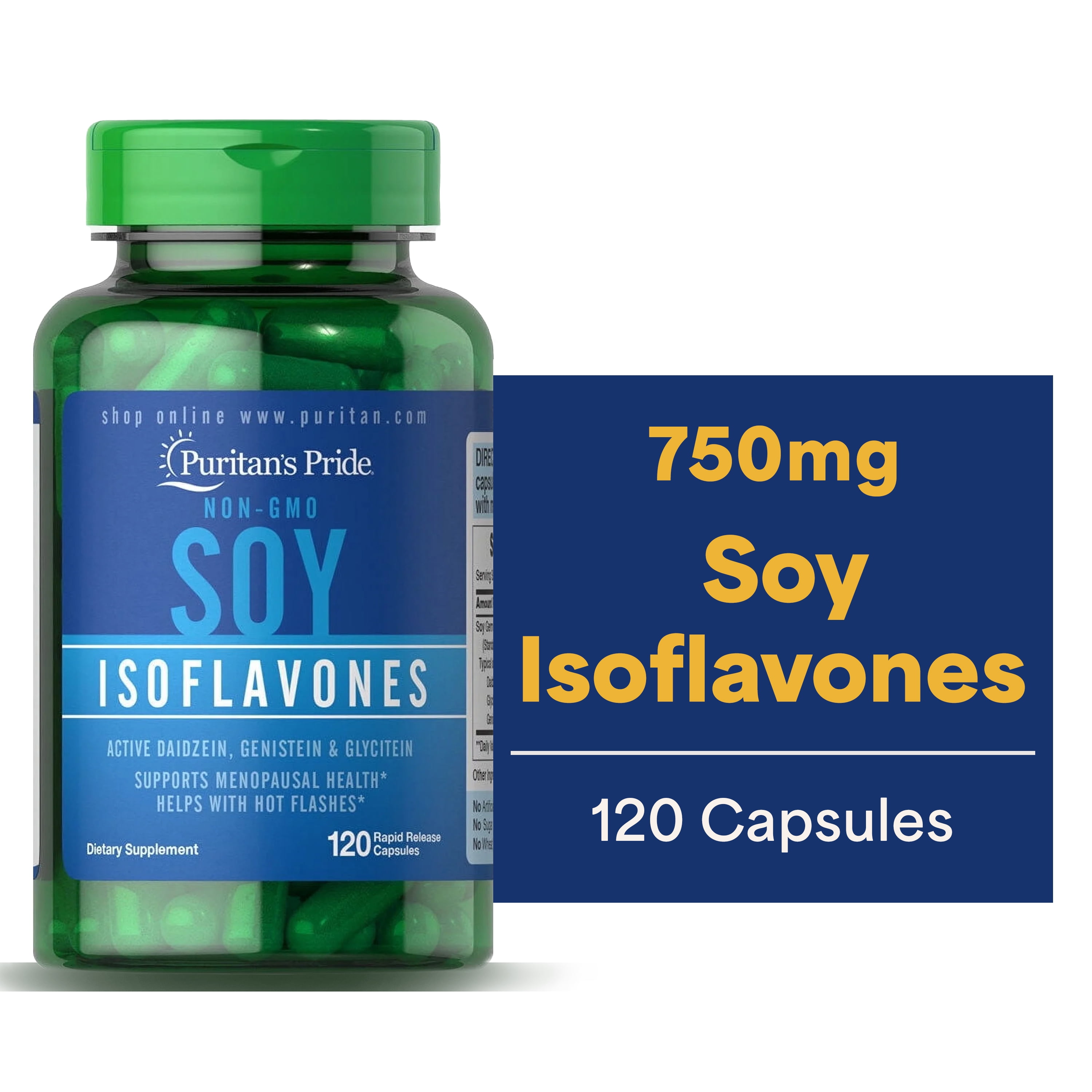 (2 pack) Non-GMO Soy Isoflavones 750 mg 120 Capsules by Puritan's Pride - Walmart.com