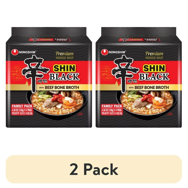 (2 pack) Nongshim Shin Black Spicy Beef & Bone Broth Premium Ramen ...