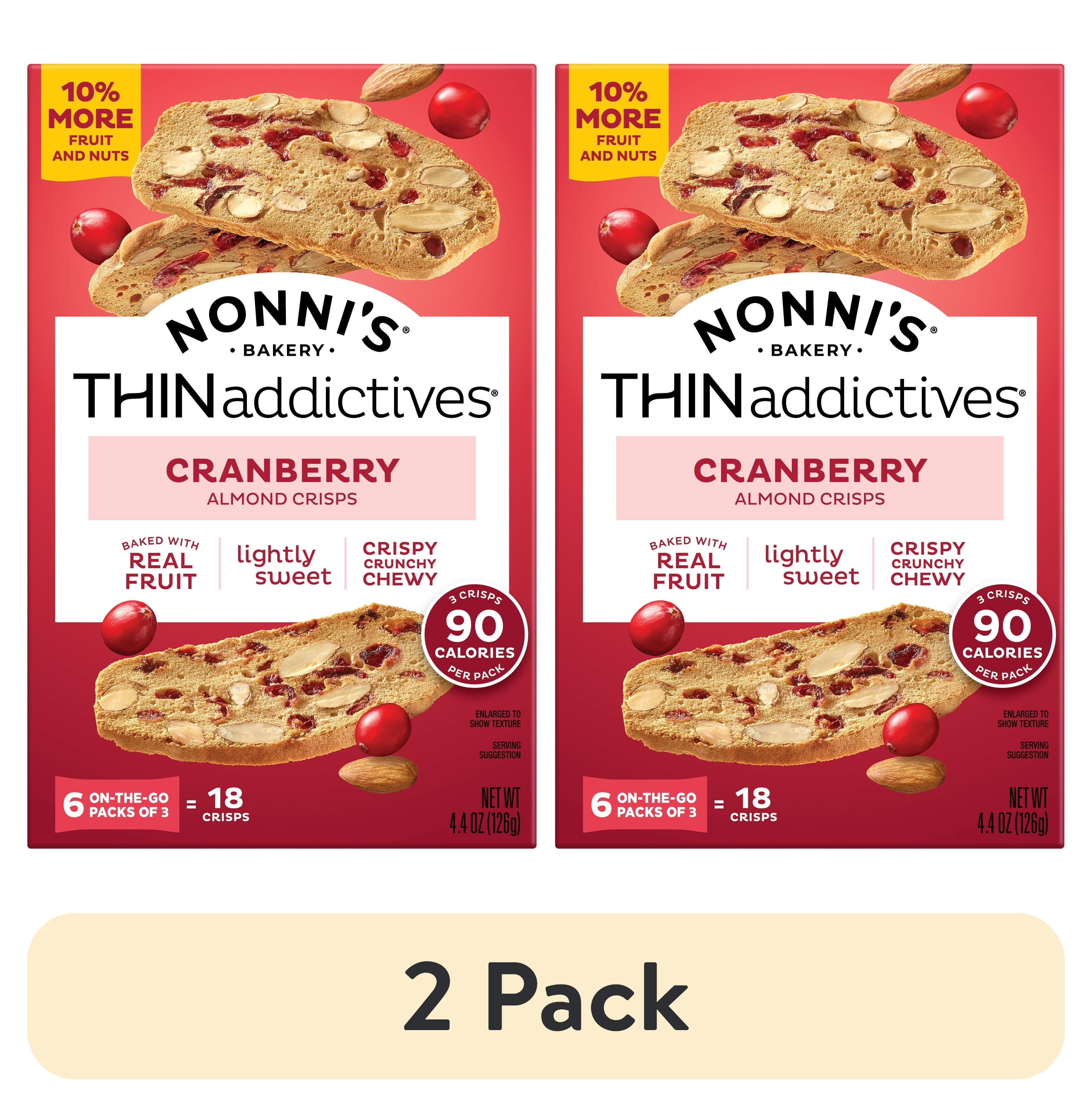 (2 pack) Nonni's THINaddictives Cranberry Almond Thin Cookies, 18 Count ...