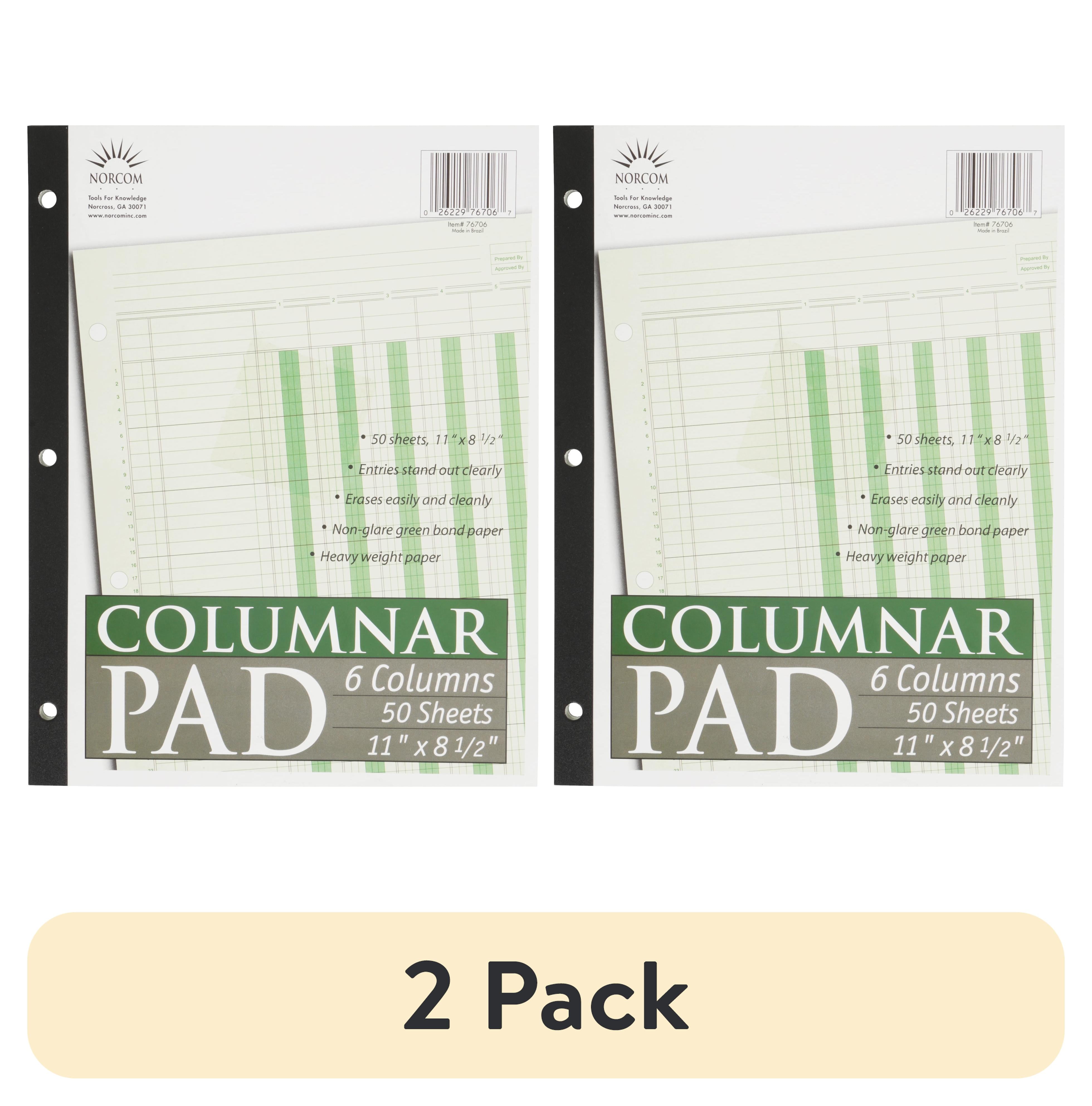 (2 pack) Norcom, Columnar Ledger Pad, 6 Columns, 8.5" x 11", Letter ...