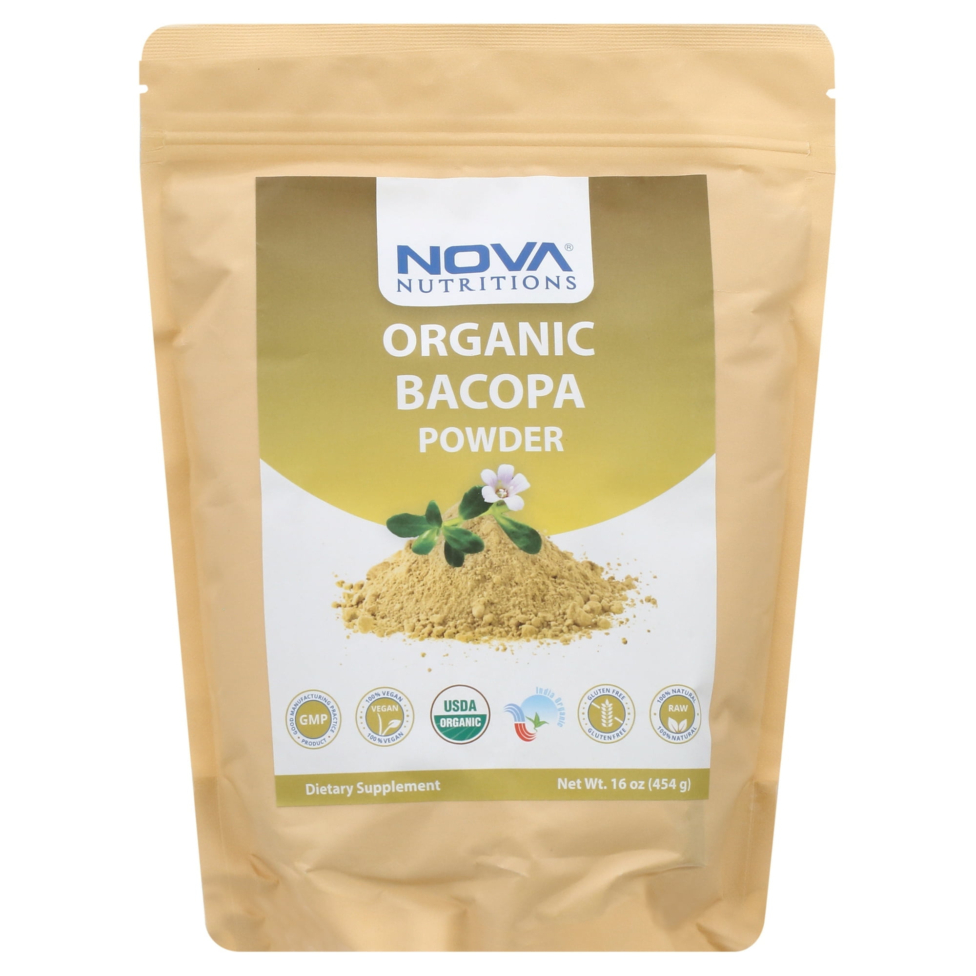 (2 pack) Nova Nutritions Certified Organic Bacopa Powder 16 OZ (454 gm ...