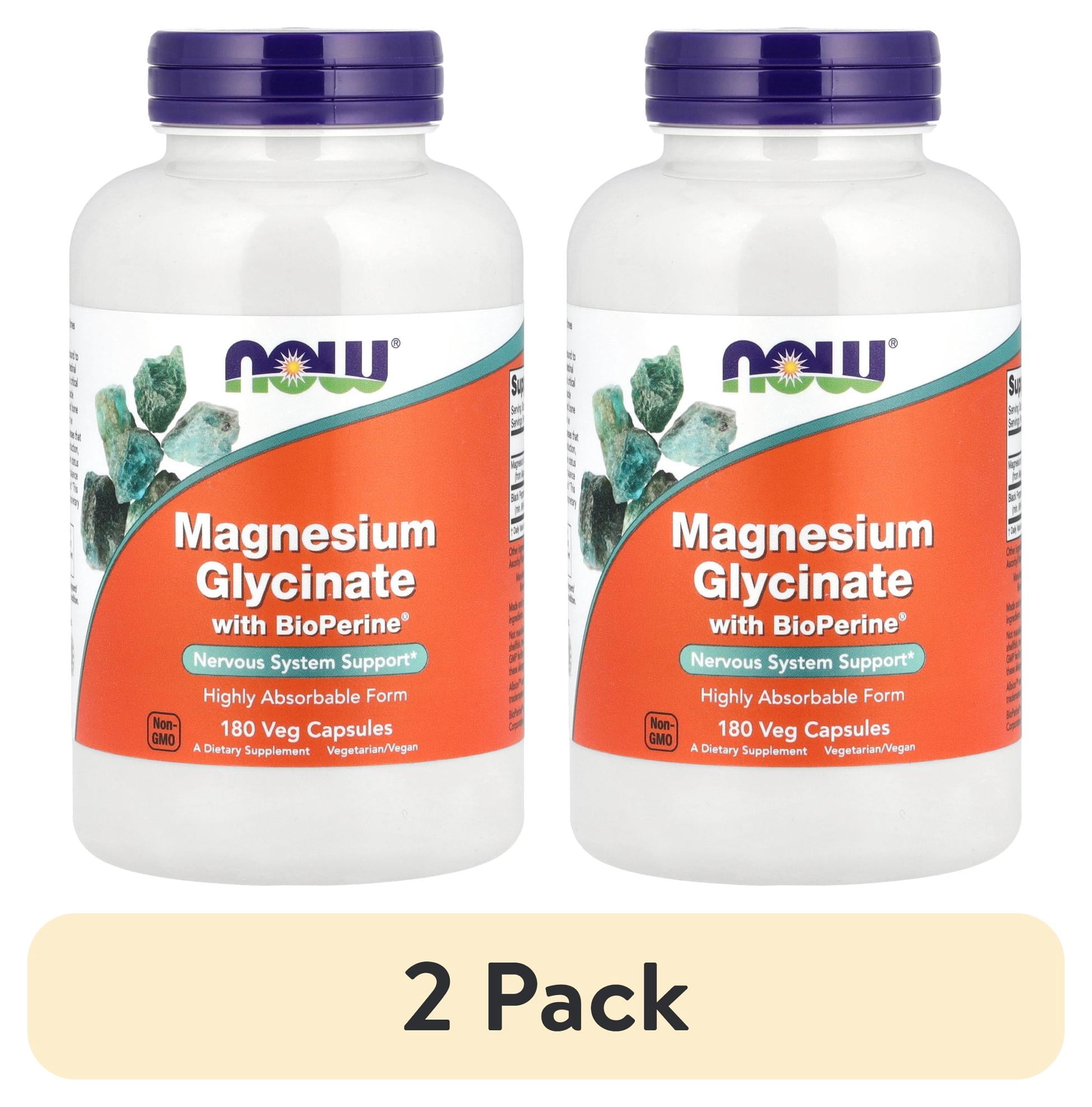 (2 pack) Now Supplements Magnesium Glycinate 100 mg Capsules, Highly ...