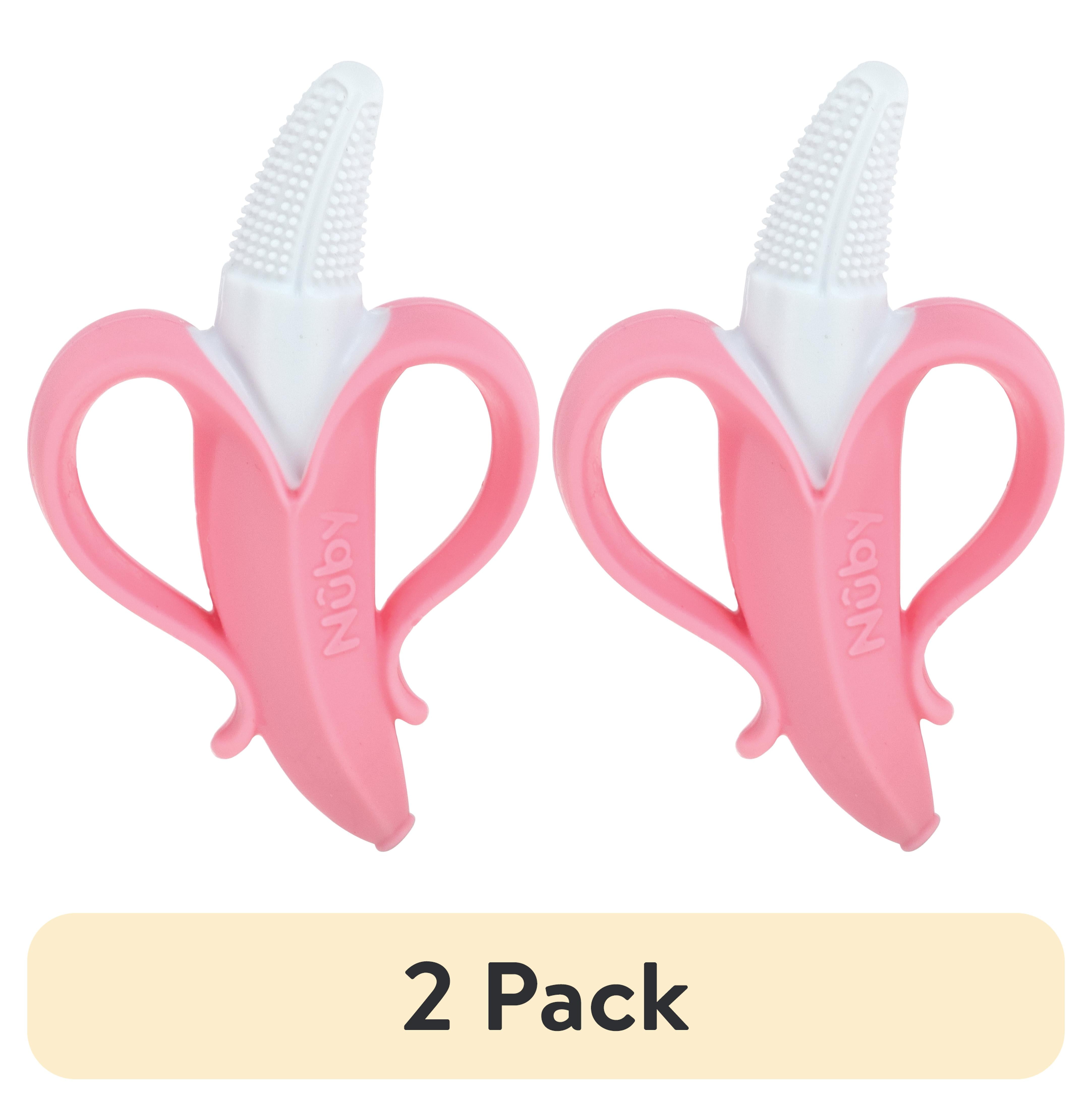 (2 pack) Nuby NanaNubs Banana Massaging Toothbrush for Infants, Pink ...