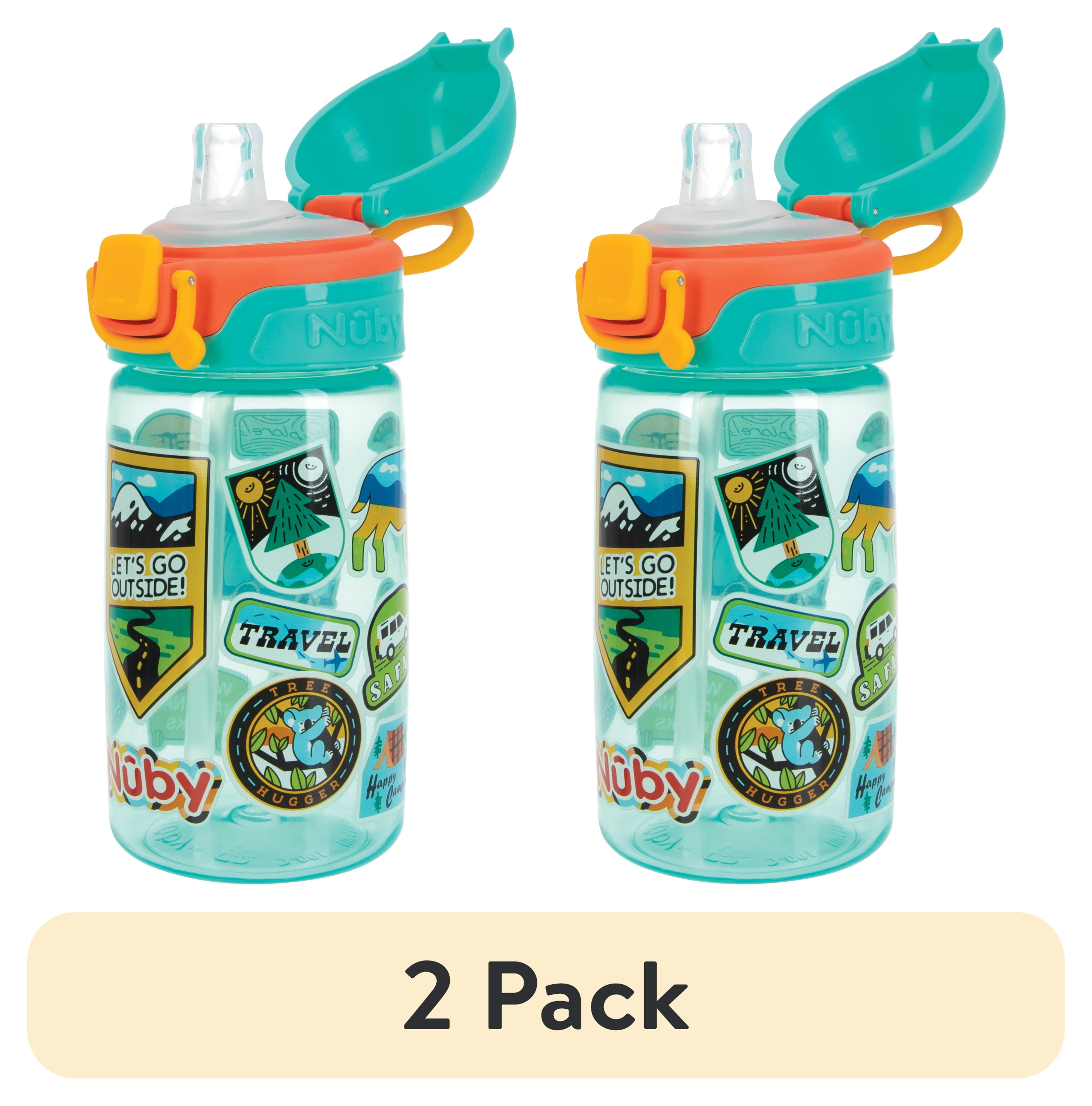 (2 pack) Nuby Thirsty Kids Flip-It Bolt Travel Straw Cup, 14 fl oz ...