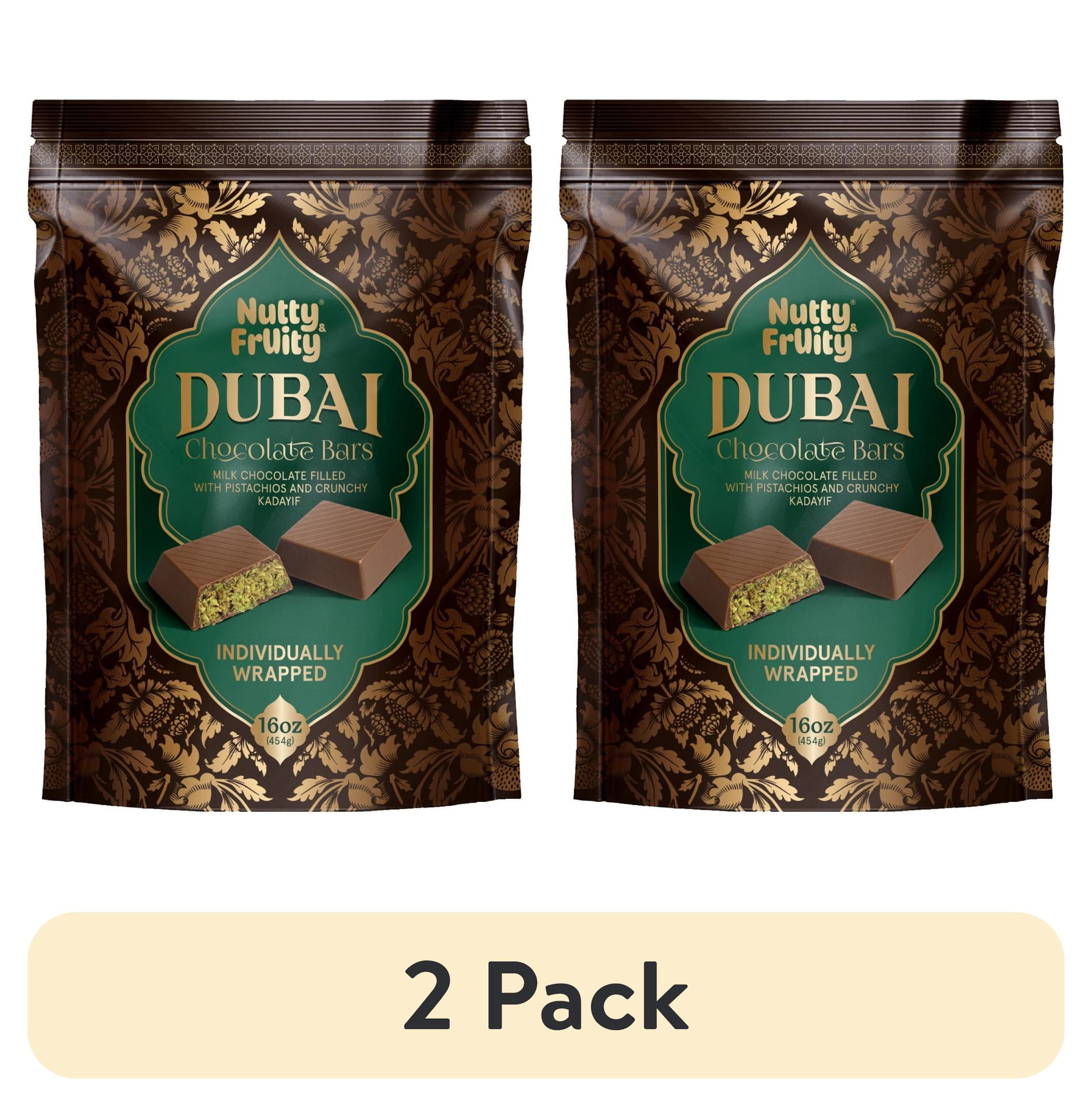 (2 pack) Nutty Fruity Dubai Chocolate Bars, Milk Chocolate Filled with ...