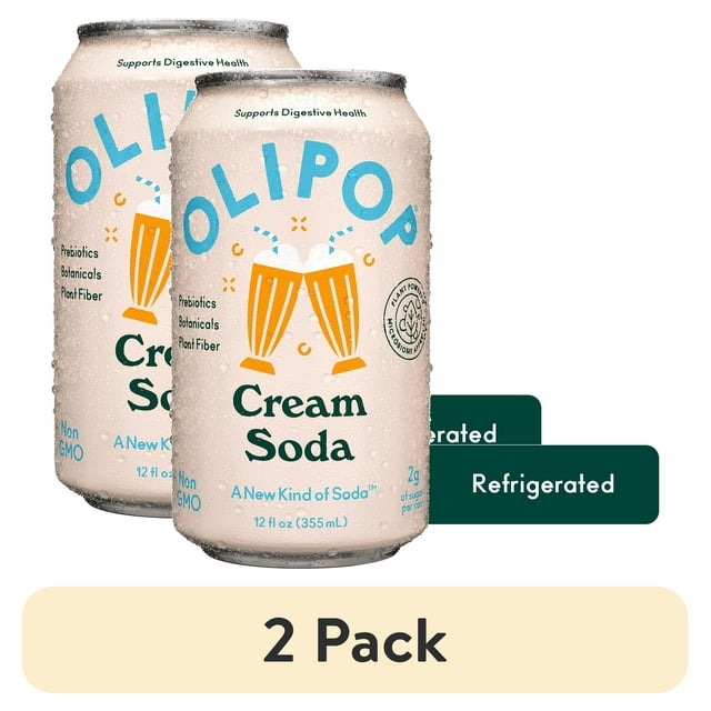(2 pack) OLIPOP Prebiotic Soda, Cream Soda, 12 fl oz - Walmart.com