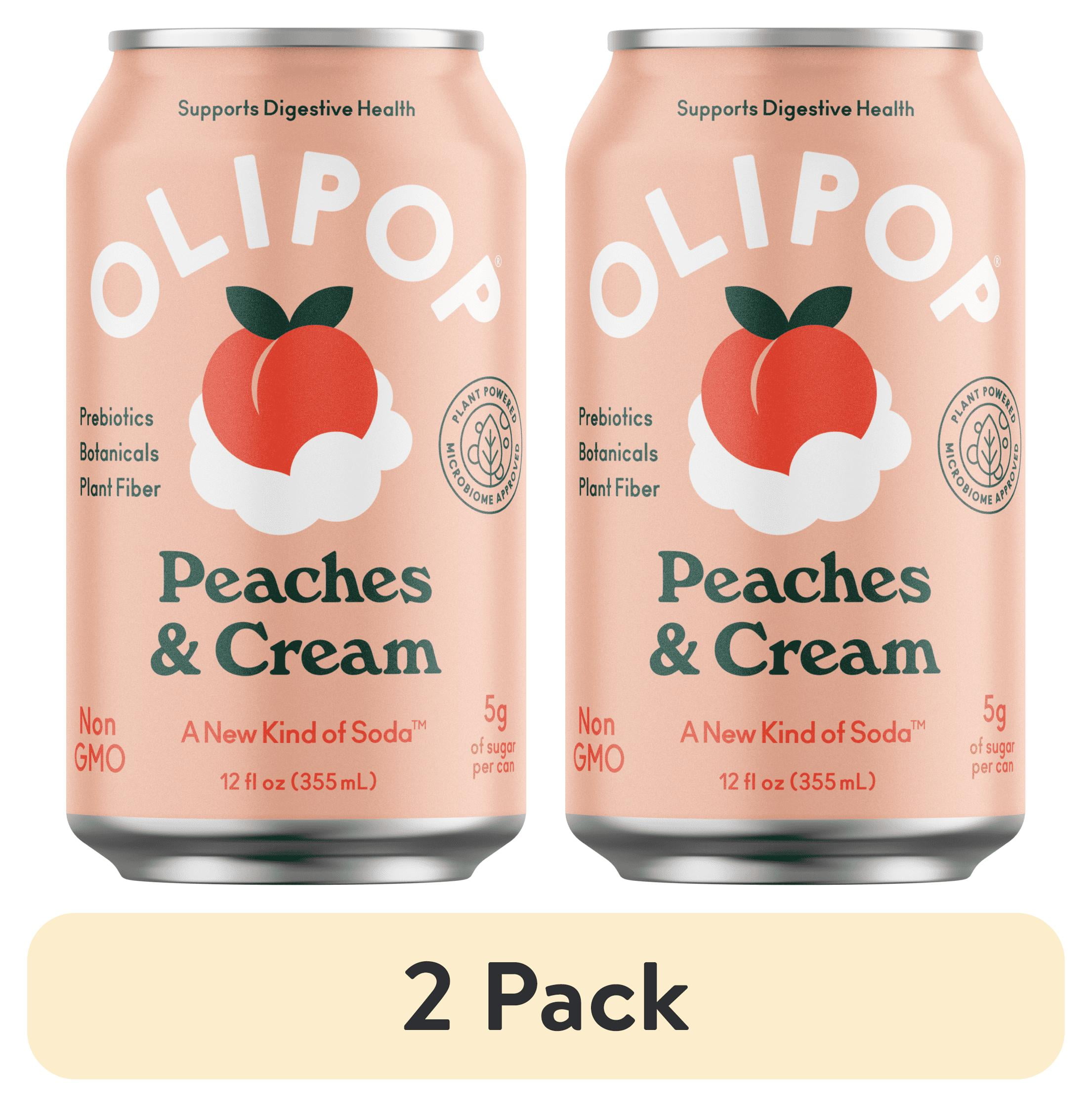 (2 pack) OLIPOP Prebiotic Soda, Peaches & Cream, 12 fl oz, Refrigerated ...