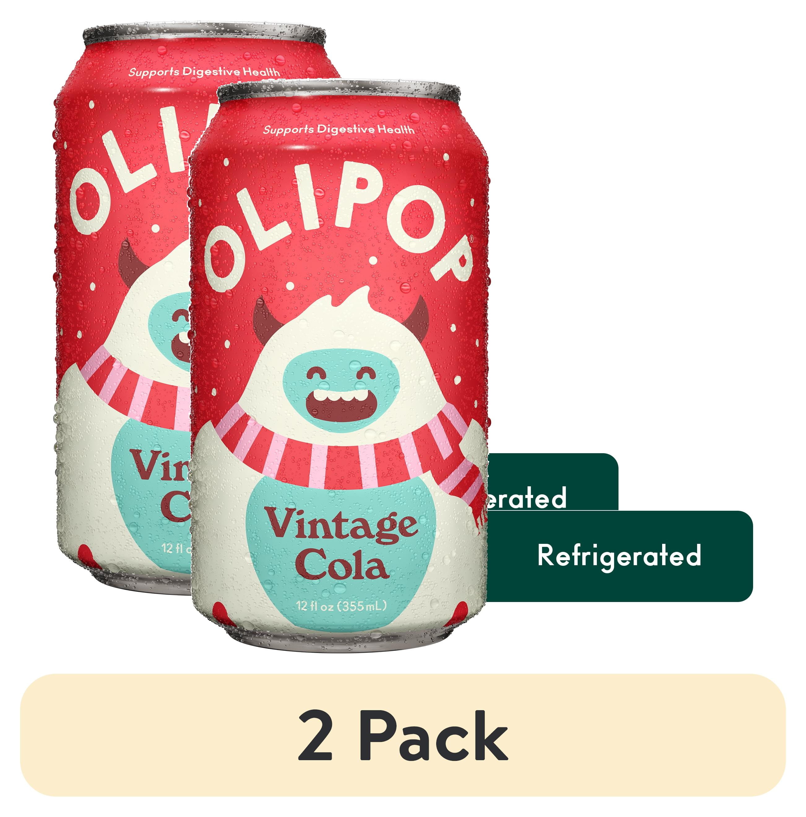 (2 pack) OLIPOP Prebiotic Soda, Vintage Cola, 12 fl oz, Refrigerated - Walmart.com