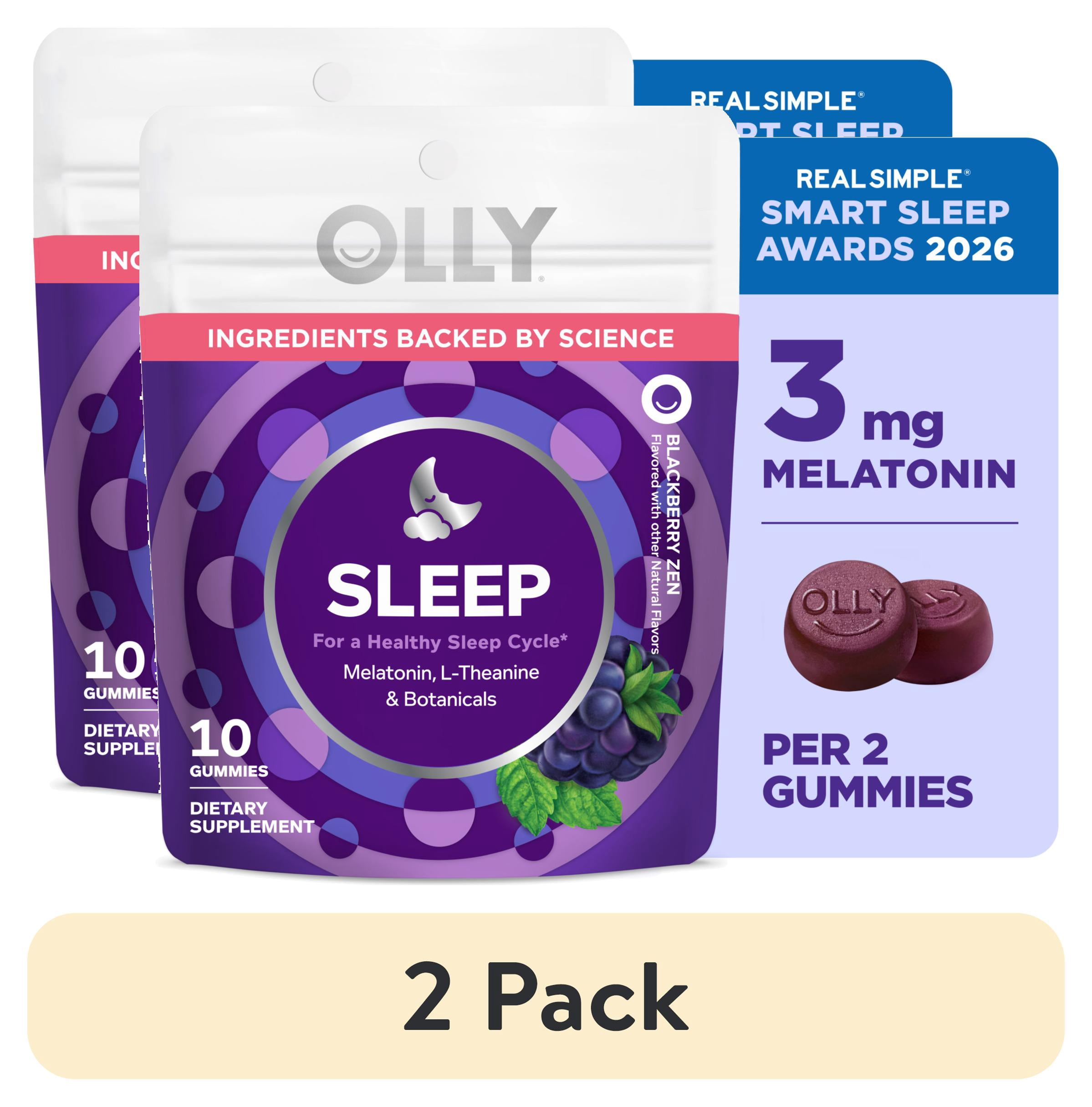(2 pack) OLLY Sleep Gummy Supplement, 3mg Melatonin, L-Theanine ...