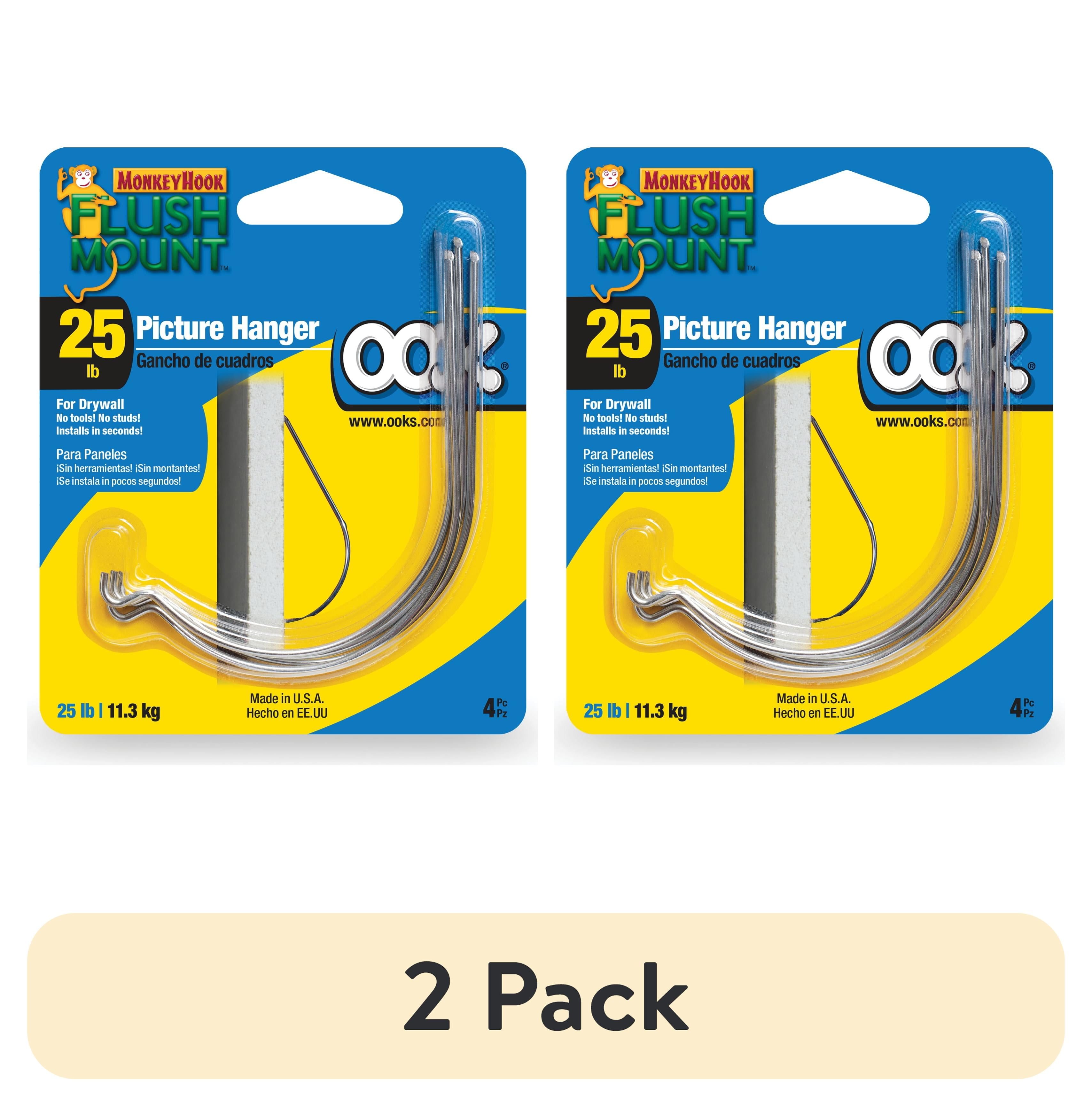 (2 pack) OOK Flush Mount Monkey Hook Picture Hangers, Drywall, Steel ...
