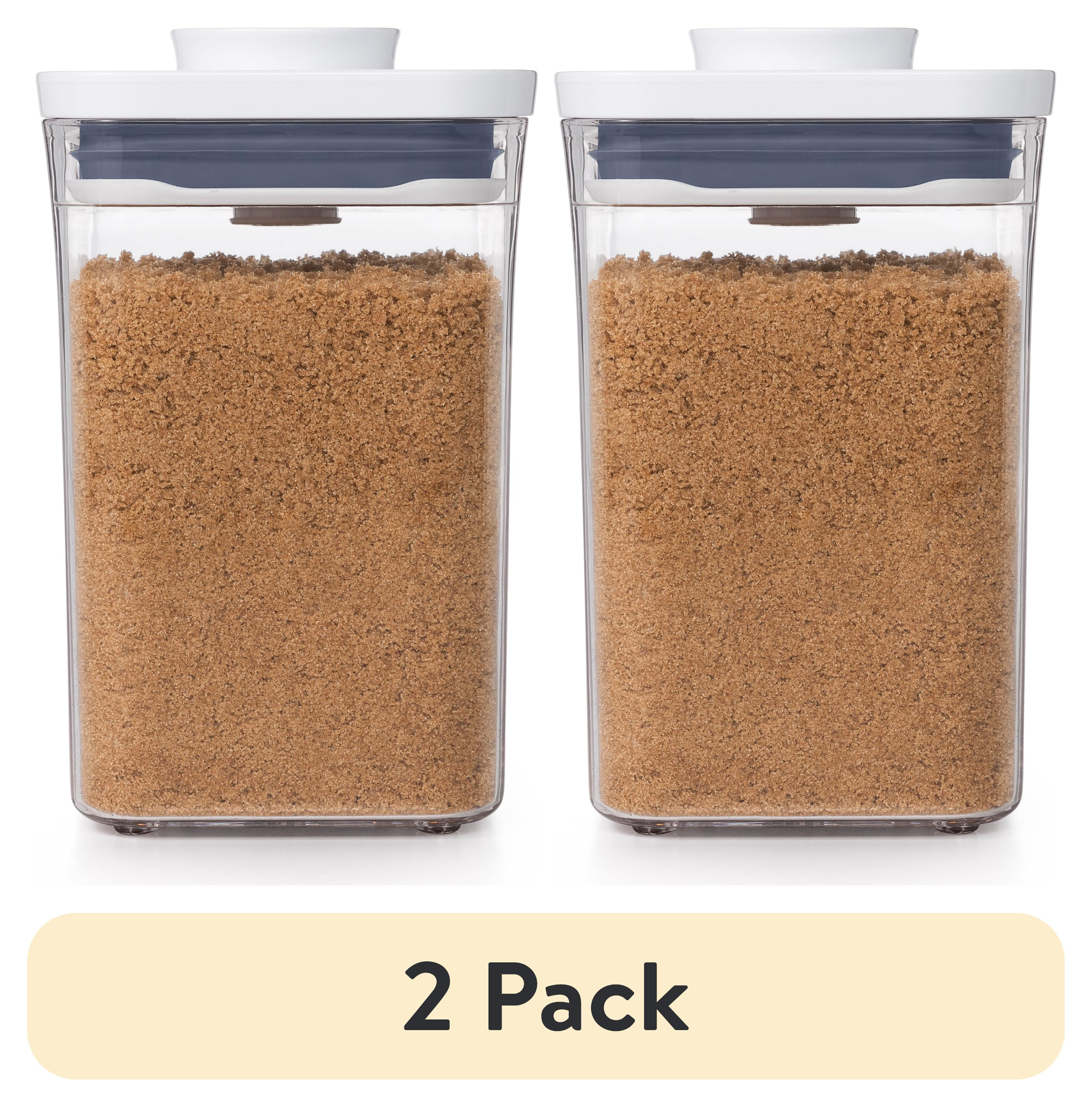 OXO 2 Pack Softworks POP Container Small Square Short 1.1 Qt Airtight Stackable Storage ...