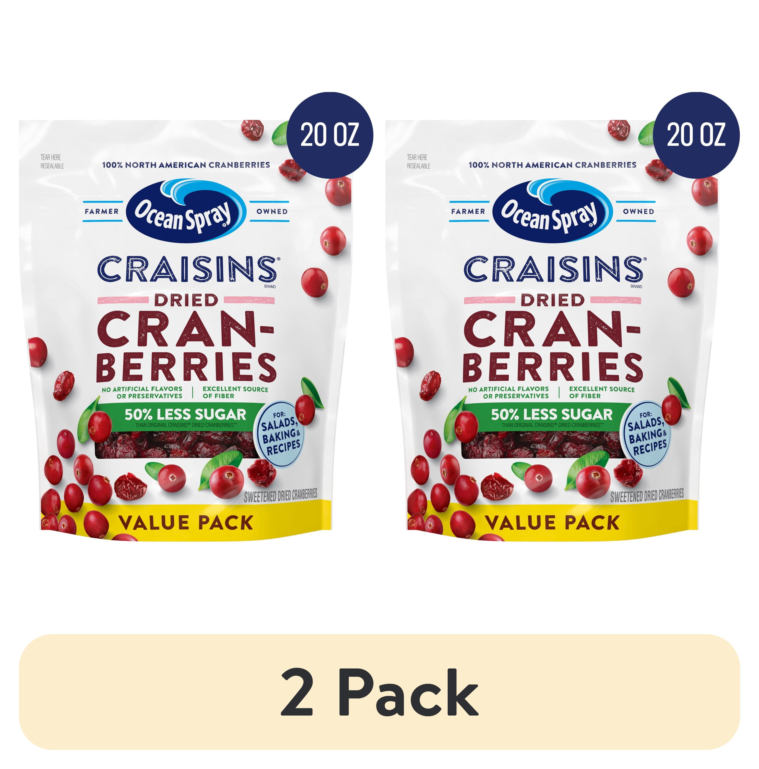 (2 pack) Ocean Spray® Craisins®, 50% Less Sugar Dried Cranberries ...