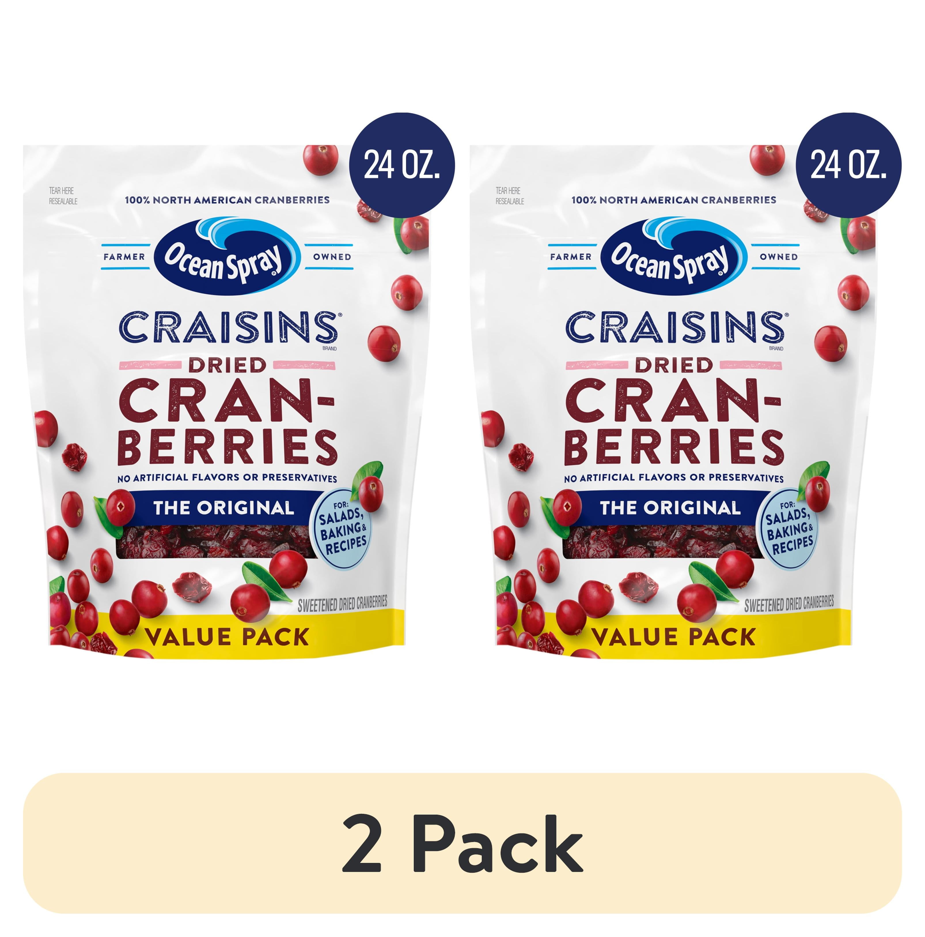 (2 pack) Ocean Spray® Craisins® Original Dried Cranberries, Dried Fruit ...